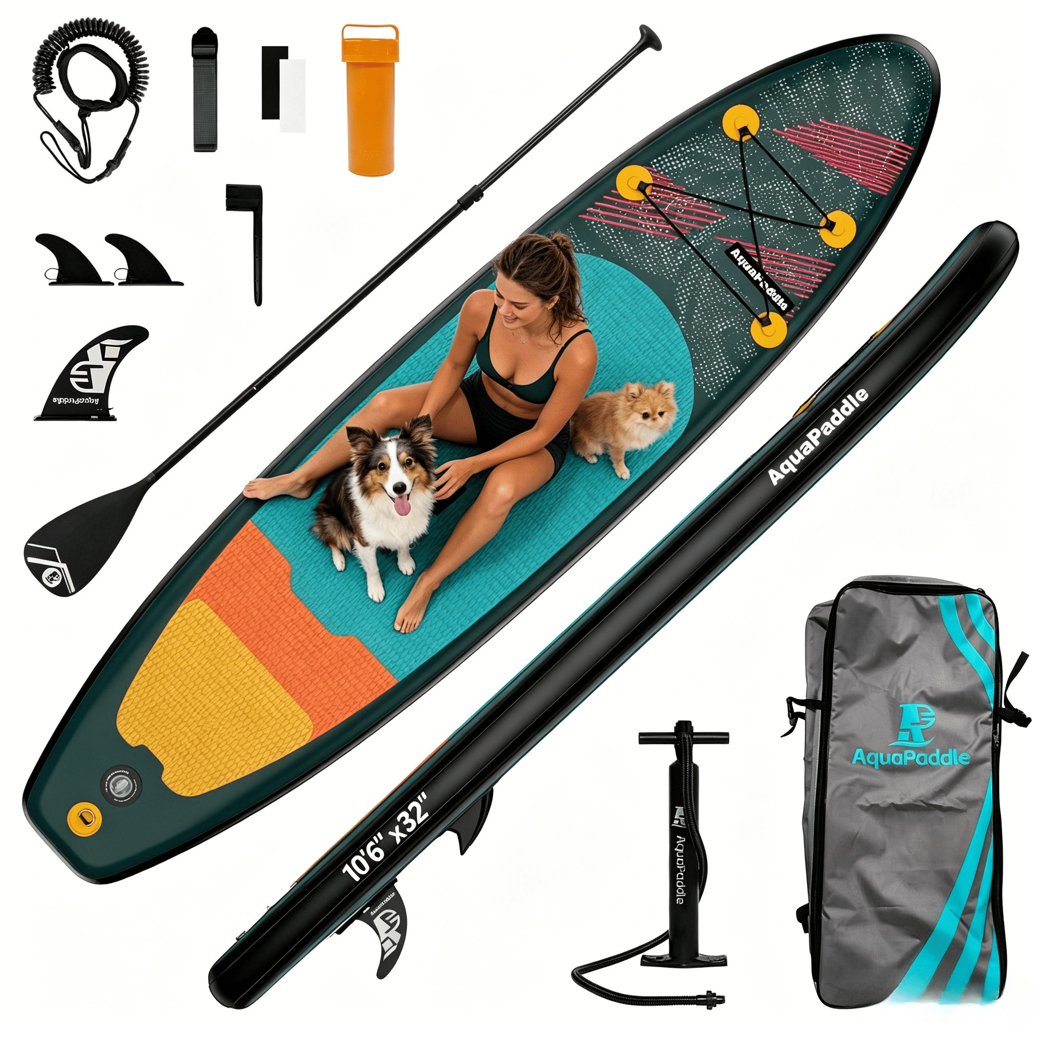 LNOW 10'6 Inflatable Stand Up Paddle Board 6' Thick SUP Paddle Board ...