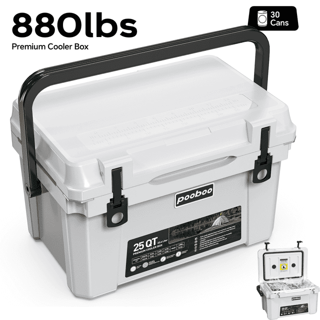 LNOW 25QT Hard Sided Ice Chest Cooler, Fits 30 Cans, Travel Beach ...