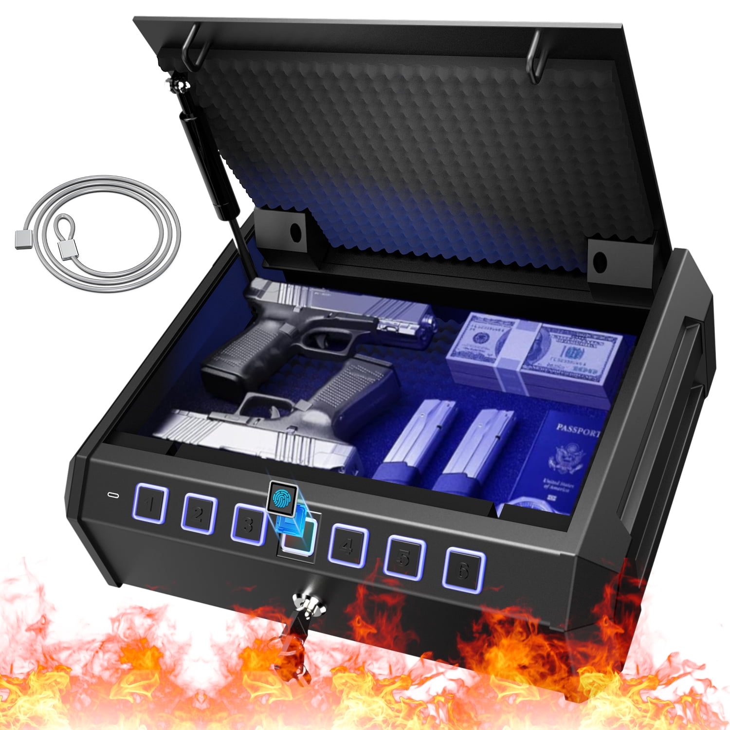 LNOW Biometric Pistol Safe with Fingerprint, Keypad and Key , Gun Case ...