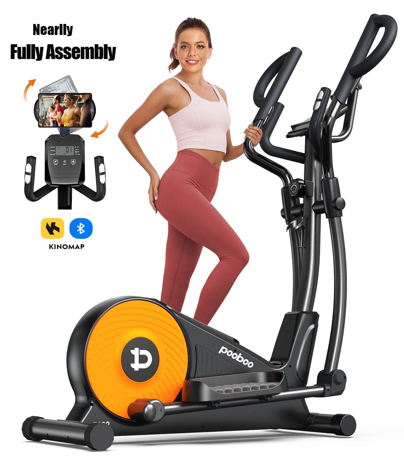 Pooboo Home Use Elliptical Exercise Training Machine with Bluetooth ...