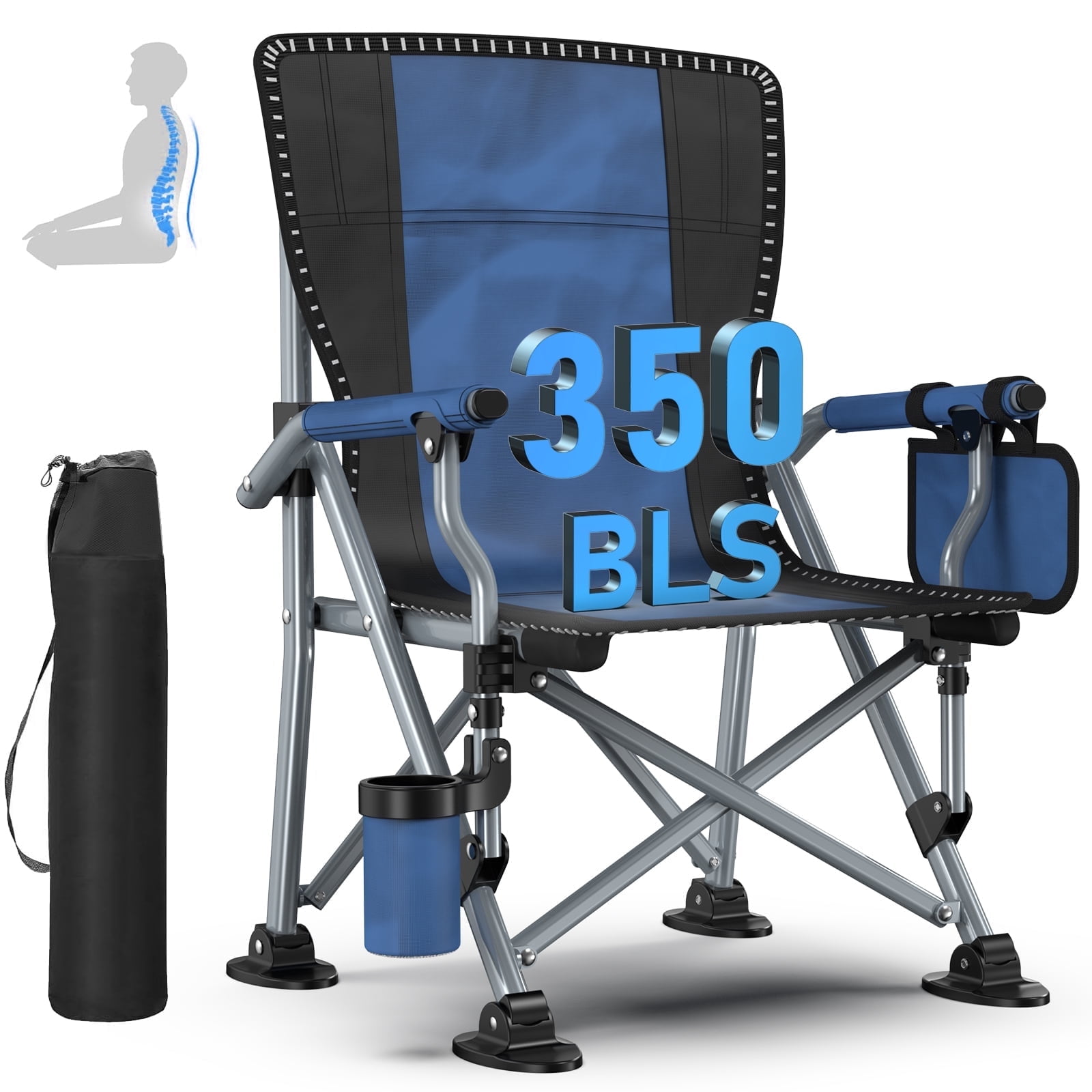 LNOW Folding Camping Chair with Side Pocket & Carrying Bag, Ultralight ...