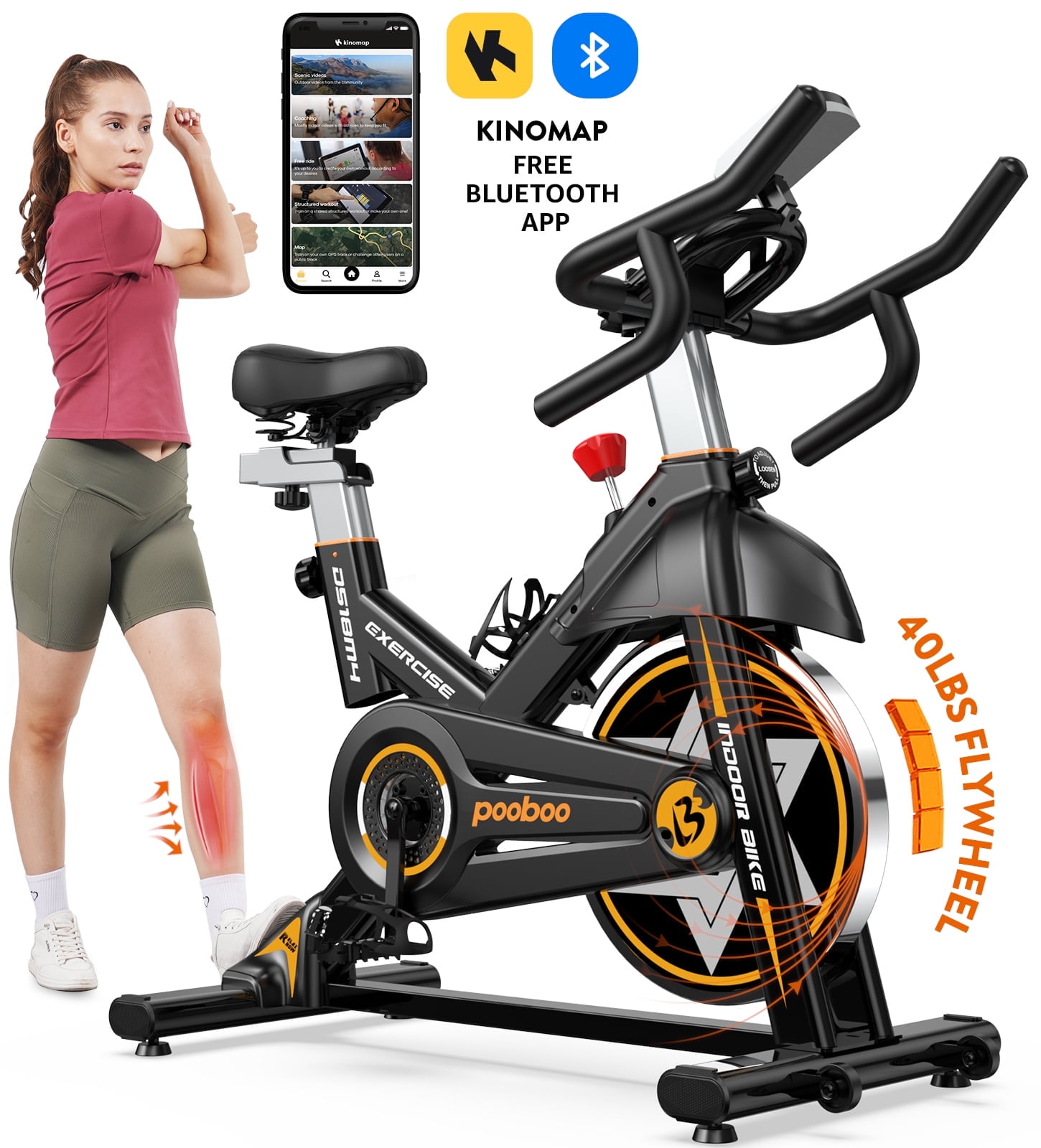 LNOW Magnetic Indoory Cycling Bike Heavy Duty Frame Exercise Machine for Home 350lbs Gym Workout ...