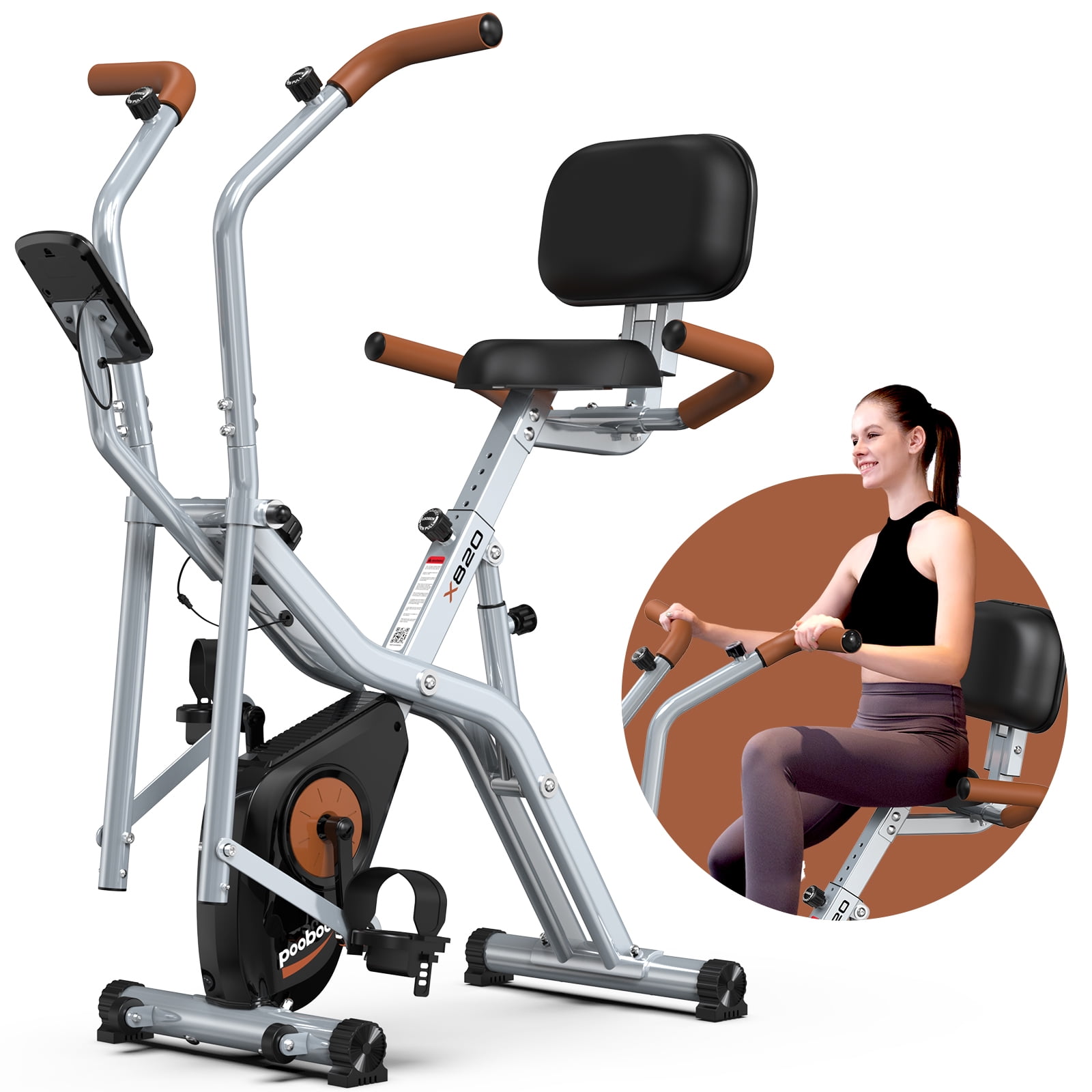 LNOW Magnetic Exercise Bike with Arm Exerciser for Seniors& Adult,Quiet ...