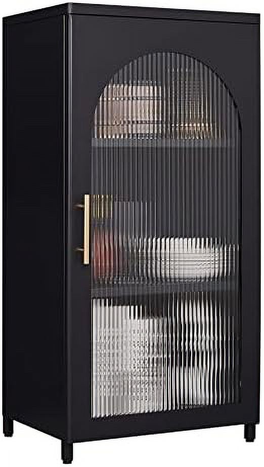 LNSETGC Metal Sideboard Buffet Cabinet with Glass Doors Buffet Cabinet ...