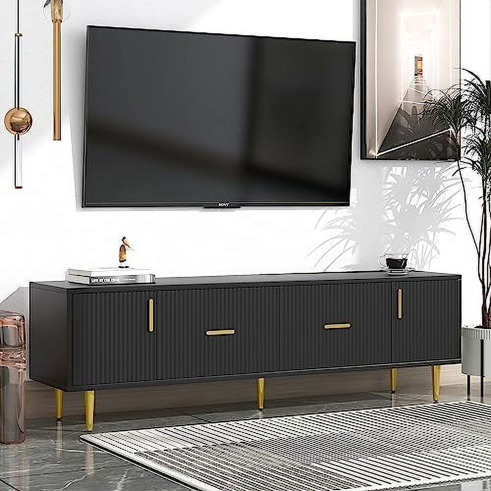 LNSETGC Modern TV Stand for TVs Up to 80" High Gloss White & Black ...