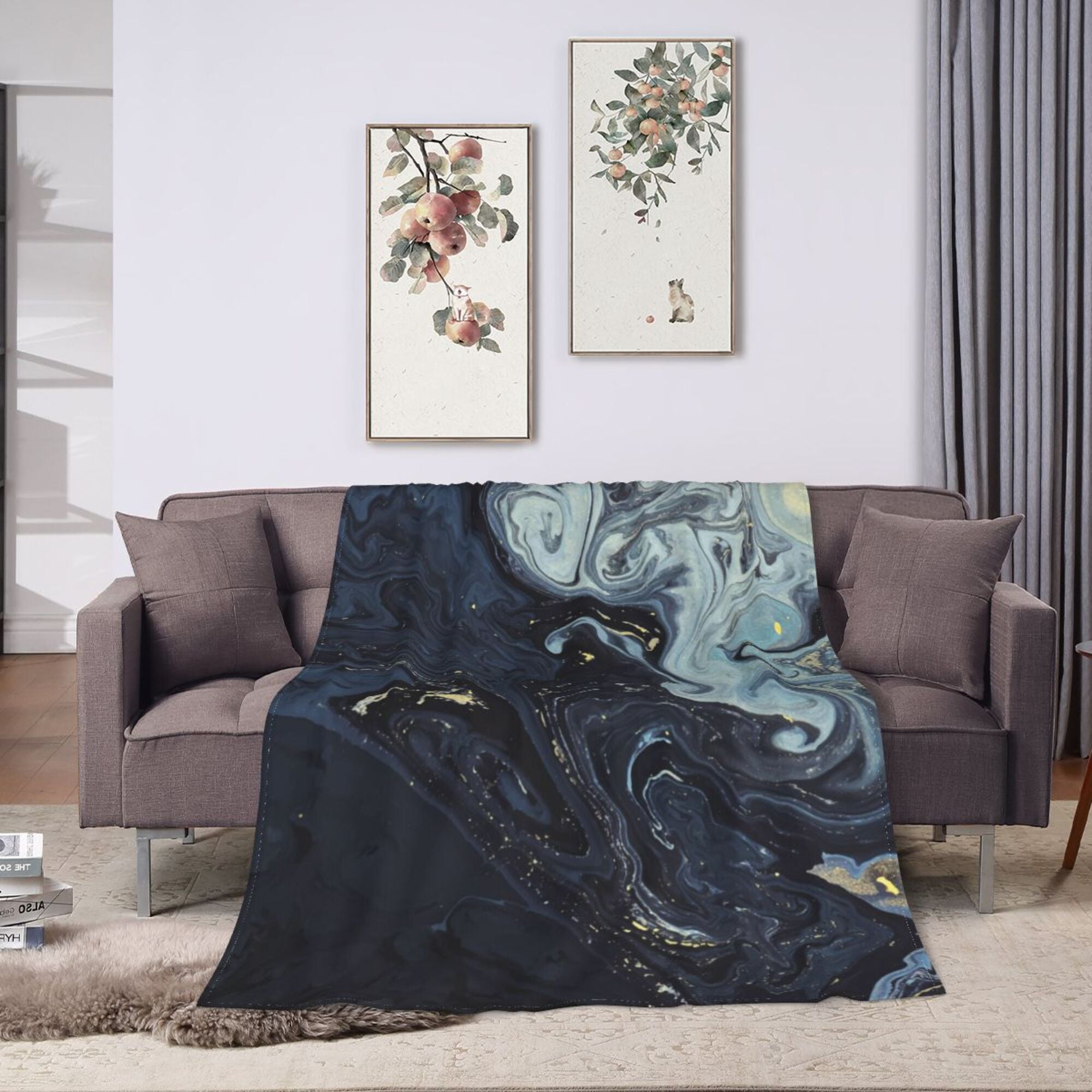 LNWH Abstract Blue Gray Splash Art Pattern Throw Blanket, Fluffy Soft ...