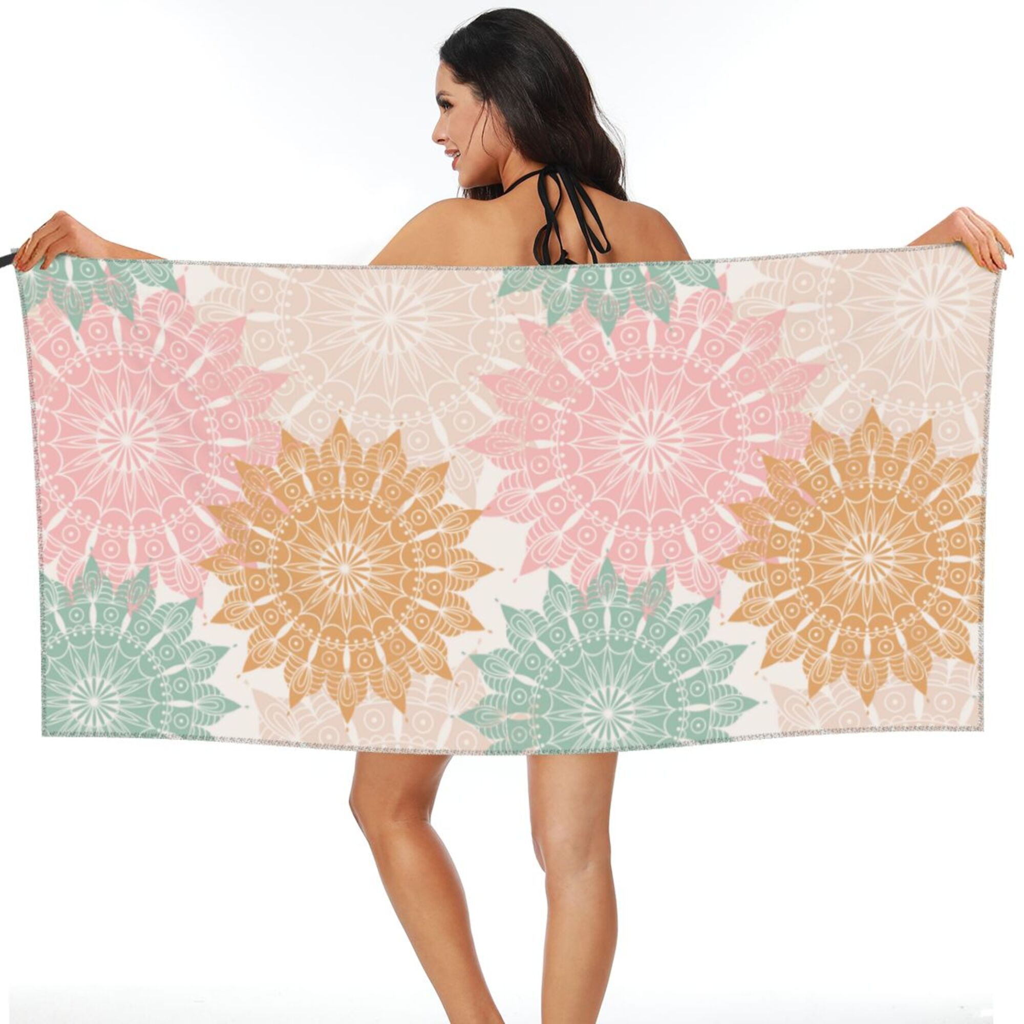 LNWH Aztec Mandala Texture Pattern Sandless Beach Towel, Travel Quick ...