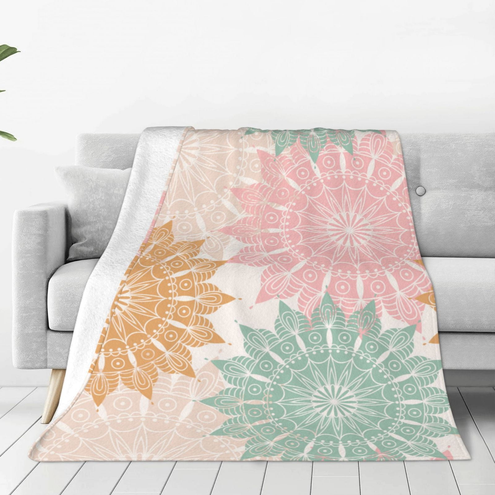 LNWH Aztec Mandala Texture Pattern Throw Blanket, Flannel Sofa Blankets ...