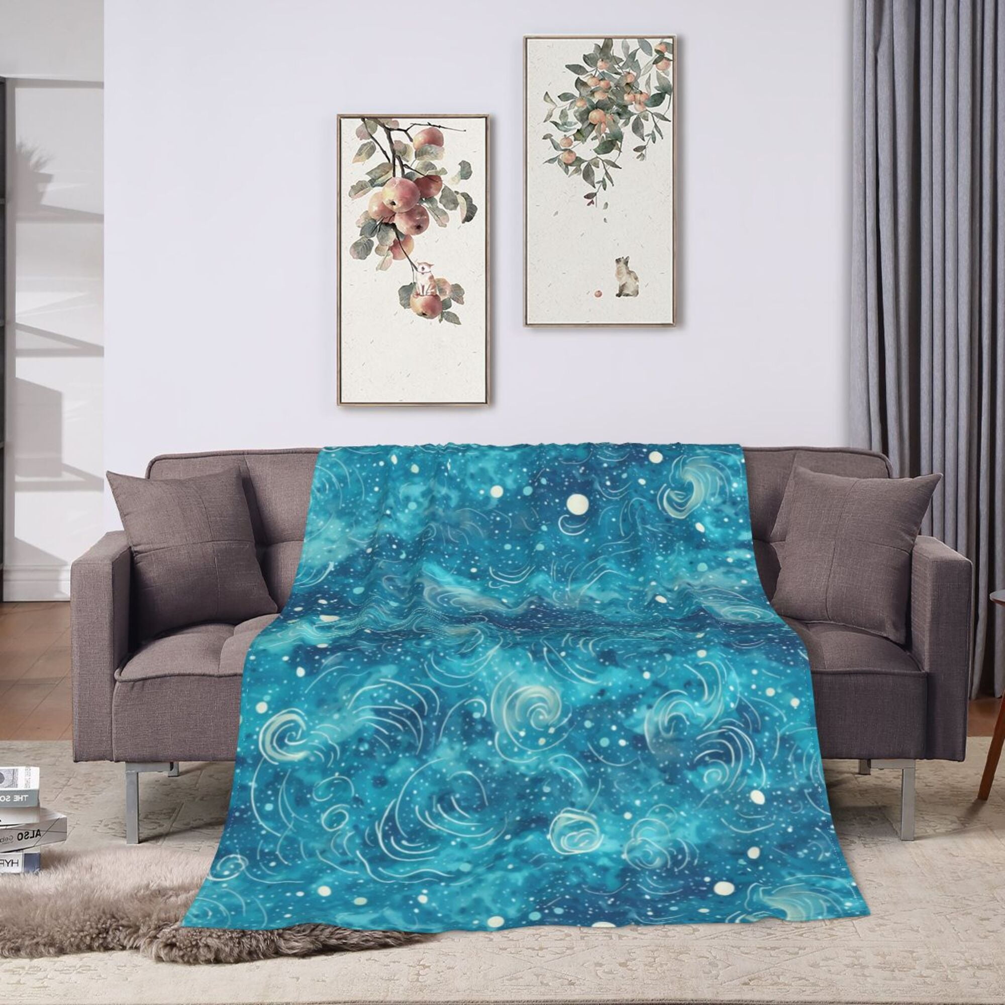 LNWH Blue Abstract Cloud Texture Pattern Throw Blanket, Flannel Sofa ...