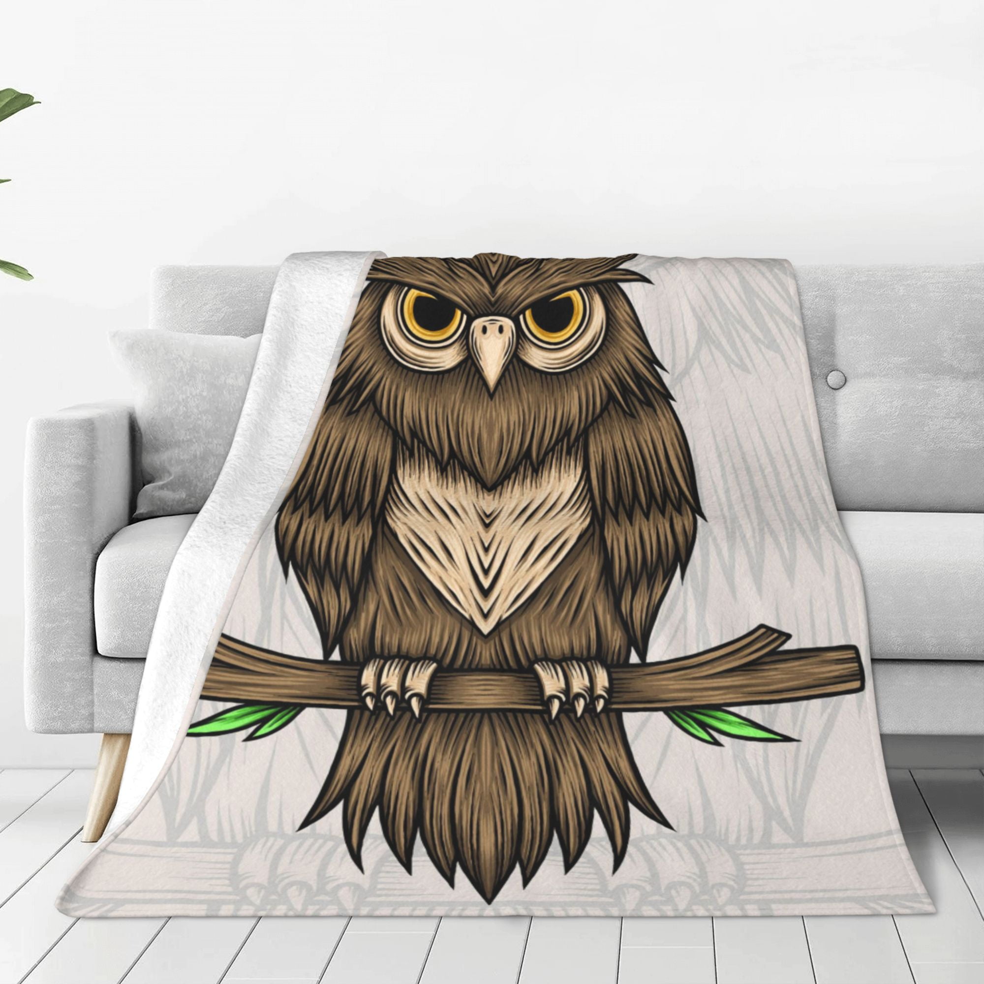 LNWH Cartoon Bird Owl Art Pattern Throw Blanket, Flannel Sofa Blankets ...