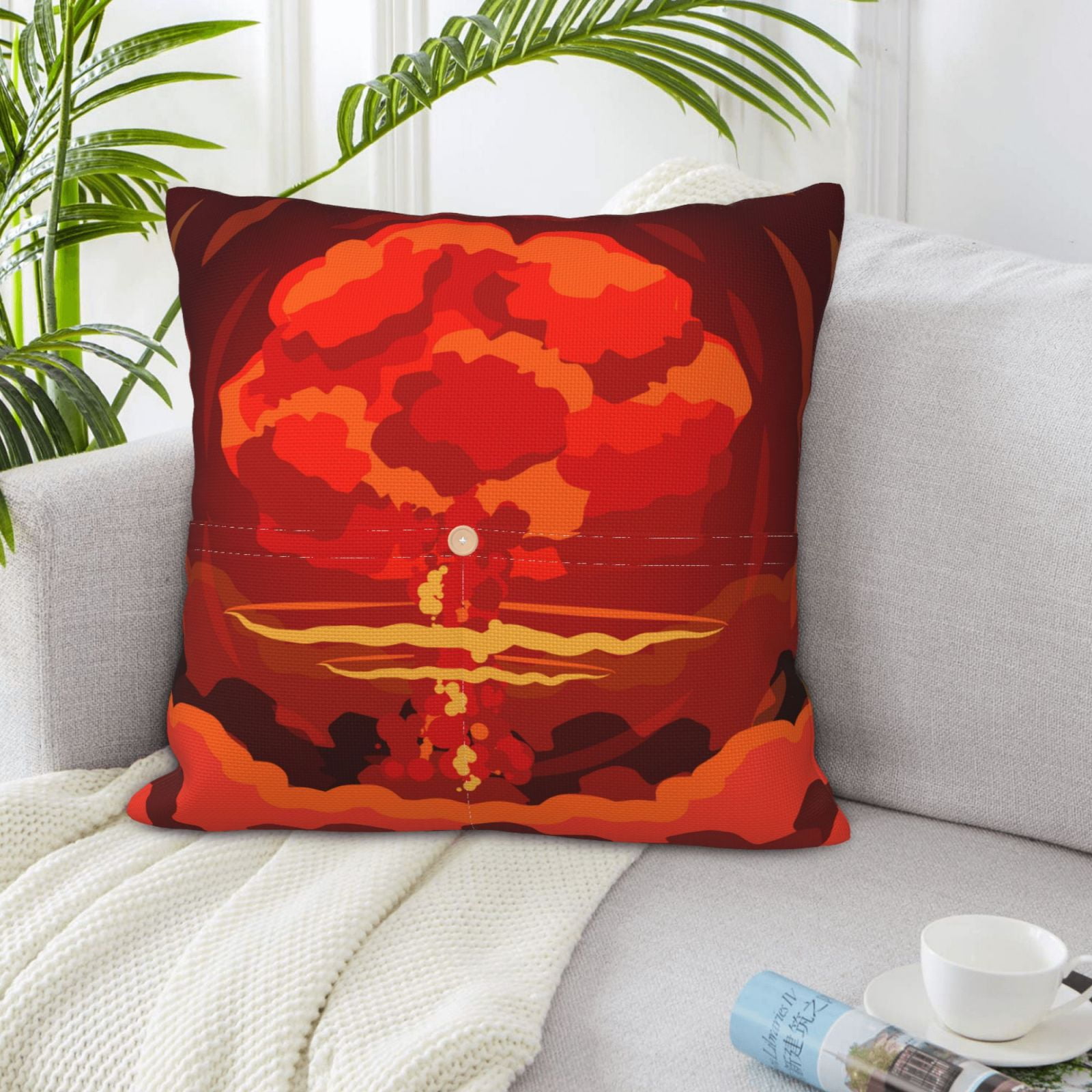 LNWH Cartoon Bomb Explosion Throw Pillow Covers, Square Soft Linen ...