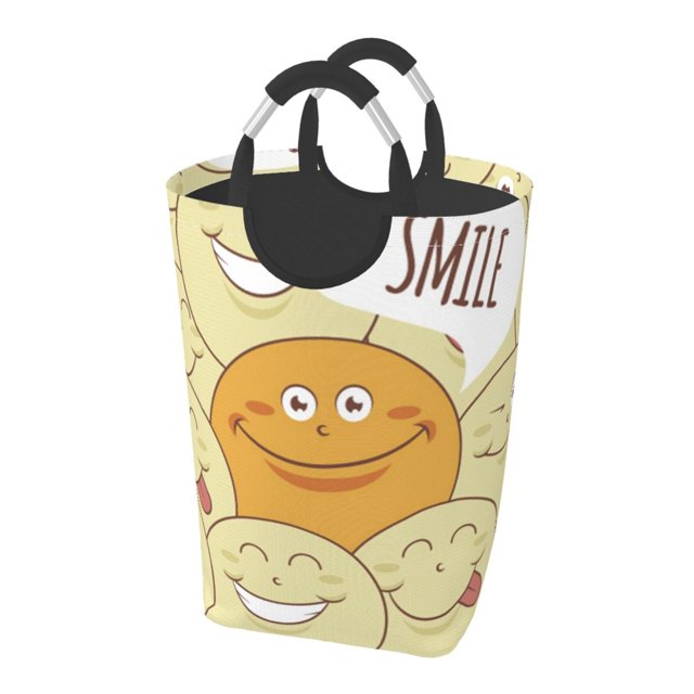 LNWH Cartoon Smile Emoticon Pattern Laundry Basket, 50L Large Capacity ...