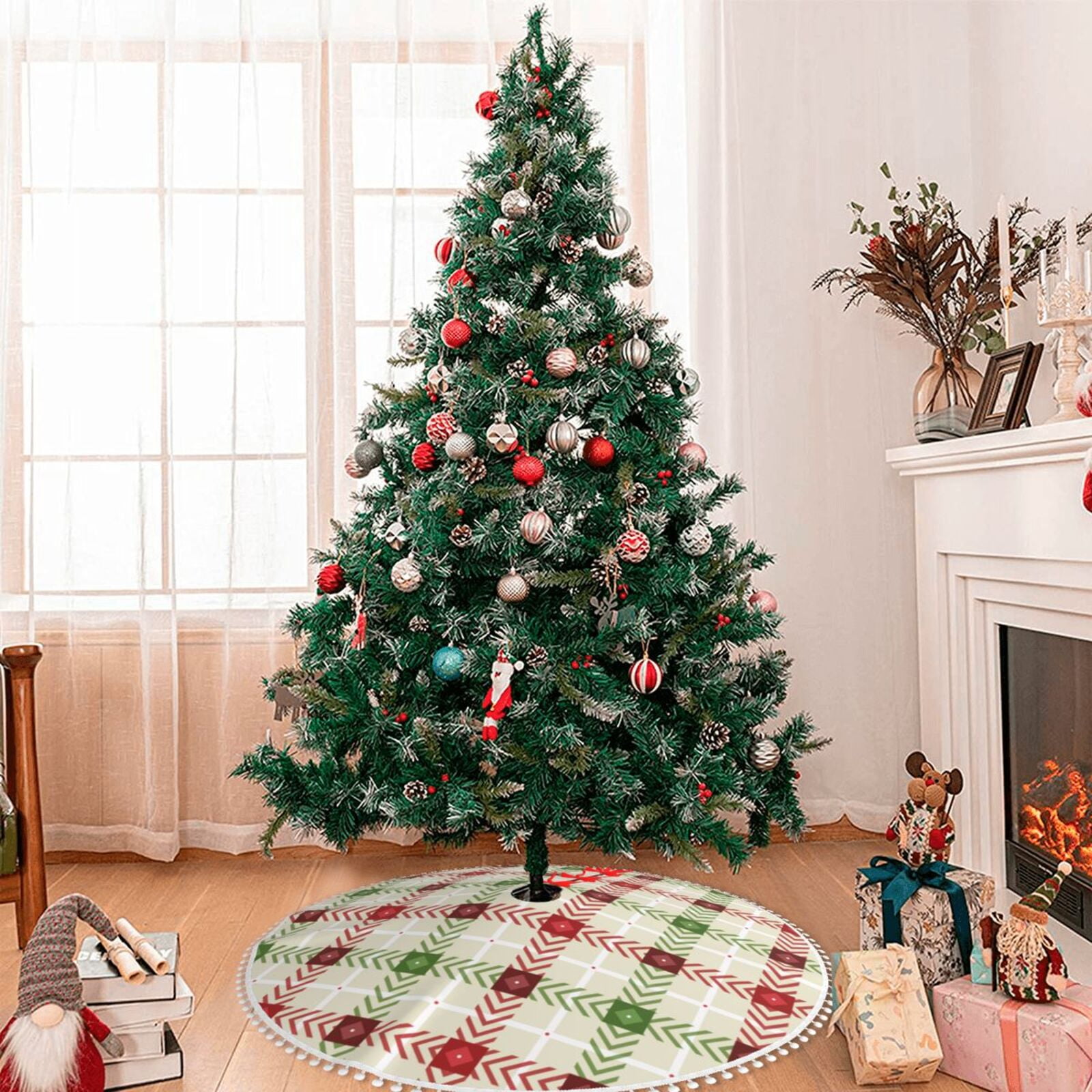LNWH Christmas Plaid Noel Pattern Christmas Tree Skirt, 48" Indoor ...