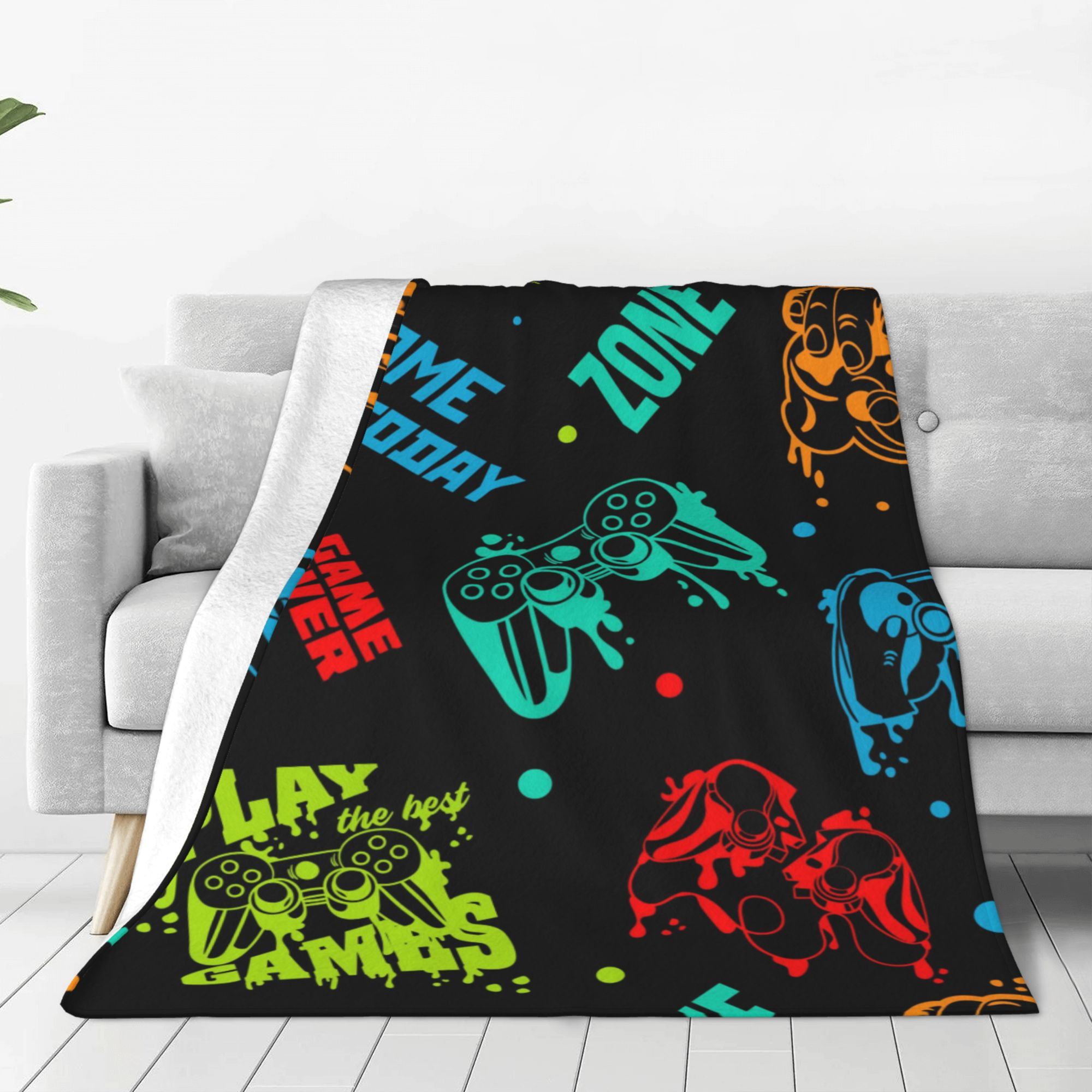 LNWH Colorful Gamepad Controller Pattern Throw Blanket, Flannel Sofa ...