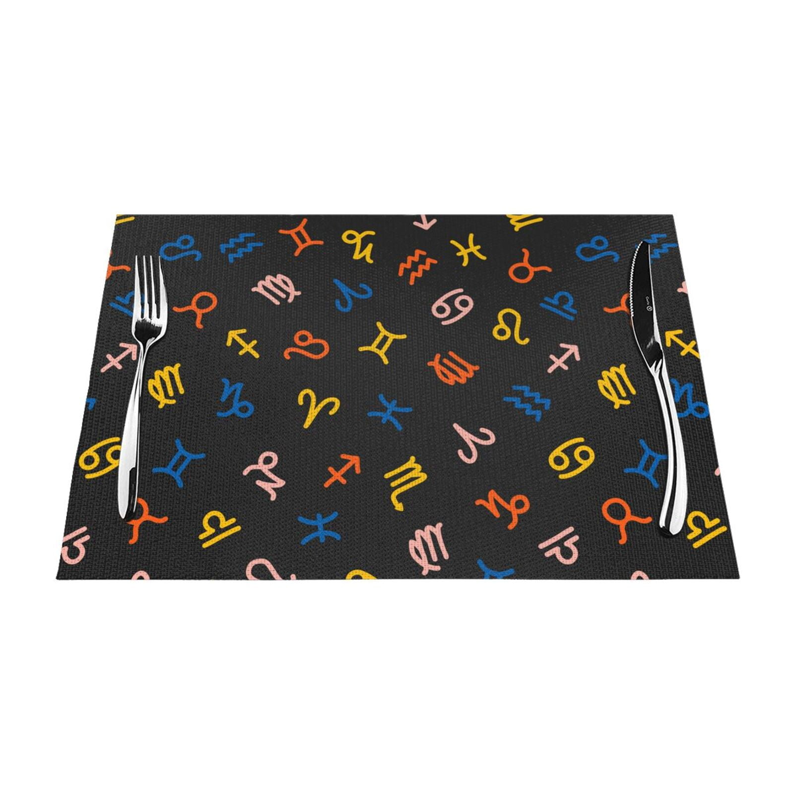 LNWH Colorful Zodiac Signs Seamless Pattern Placemats, 6 PCS Heat ...