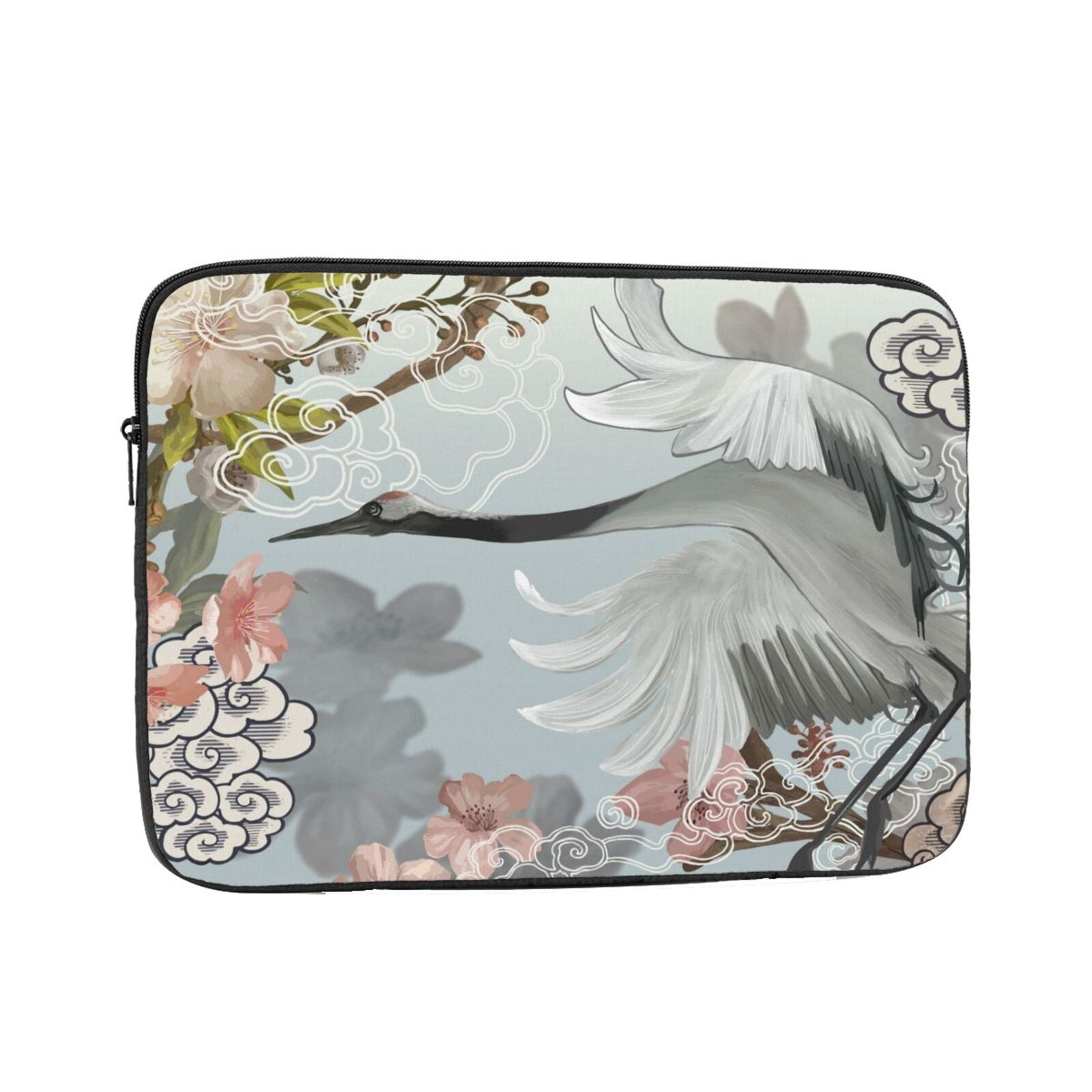 LNWH Crane Bird Floral Sketch Pattern Laptop Sleeve, Notebook Computer ...