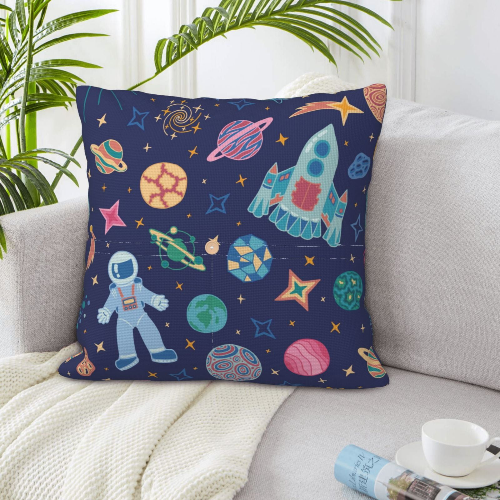 LNWH Cute Cosmic Cosmonaut Asteroid Throw Pillow Covers, Square Soft ...
