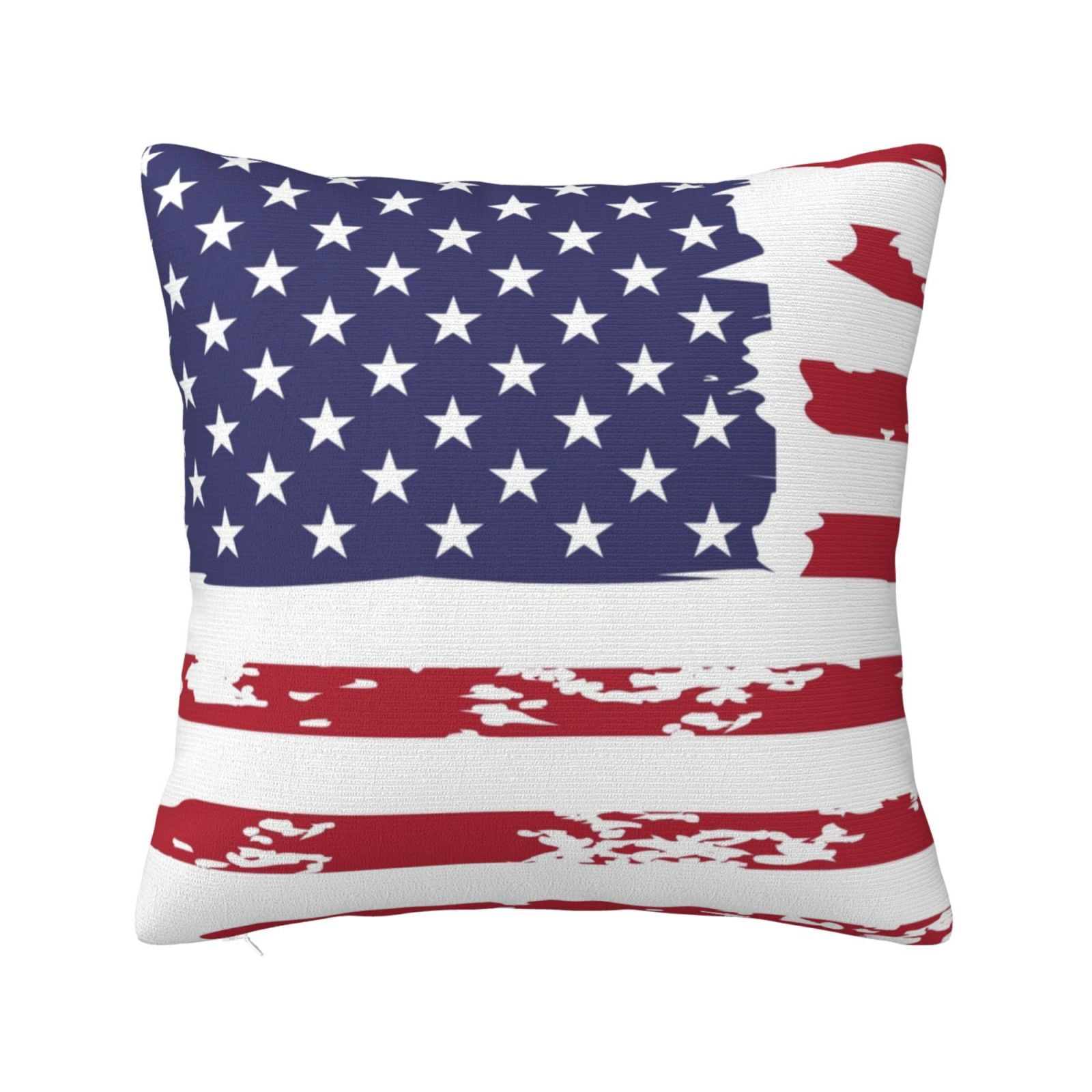 LNWH Decorative Pillow Covers, Abstract Red US Stars Flags Square Sofa ...