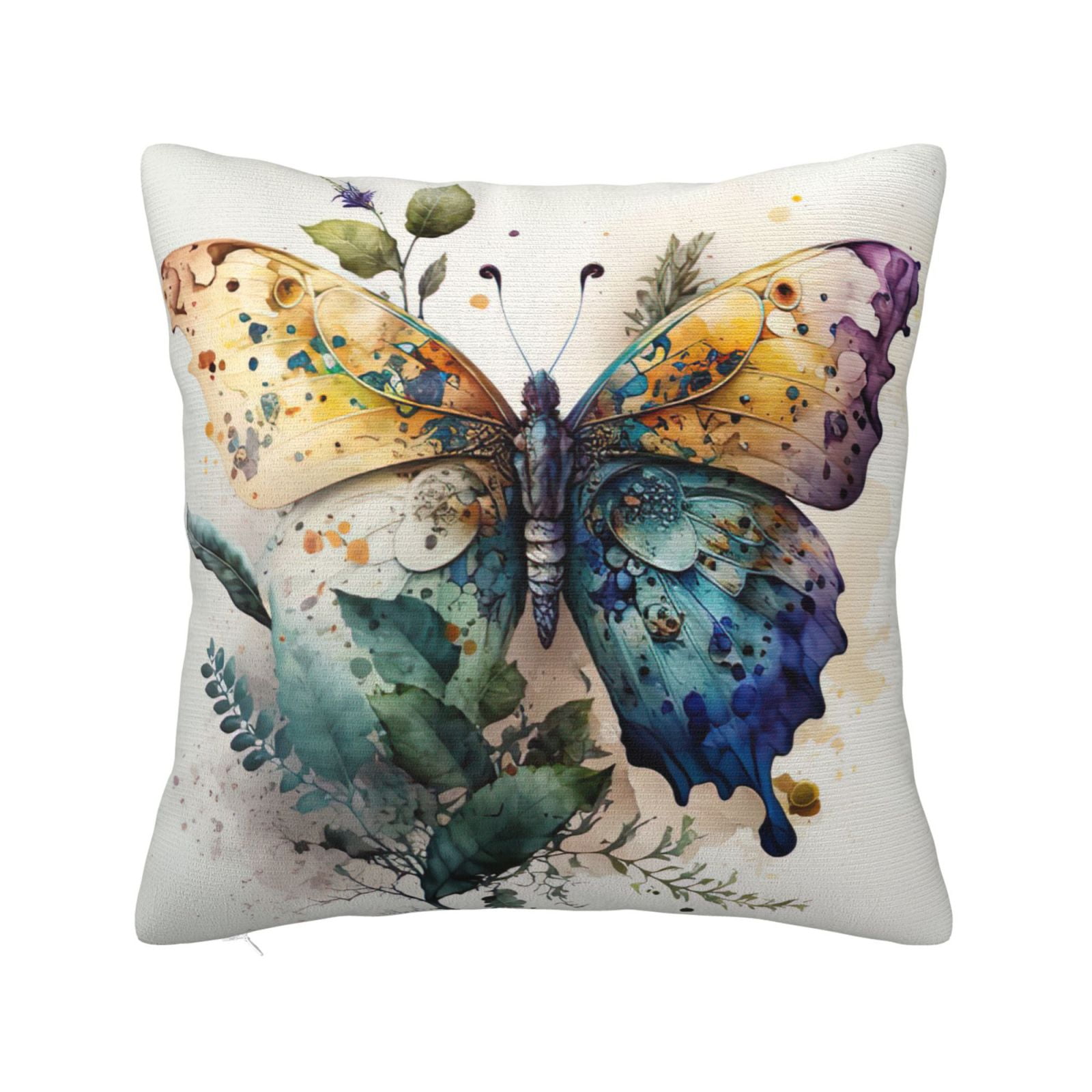 LNWH Decorative Pillow Covers, Abstract Watercolor Butterfly Square ...