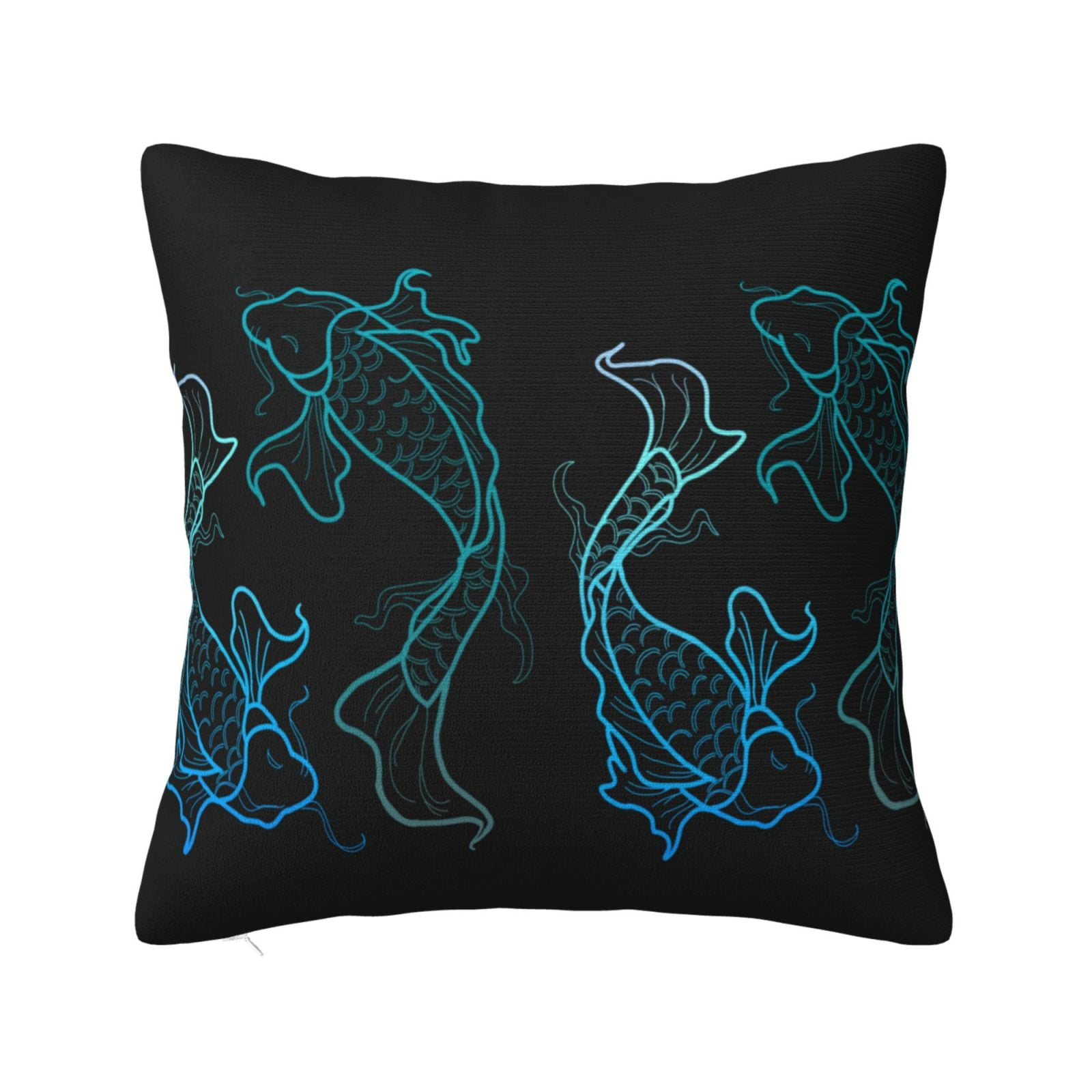 LNWH Decorative Pillow Covers, Blue Koi Fish Square Sofa Decorative ...