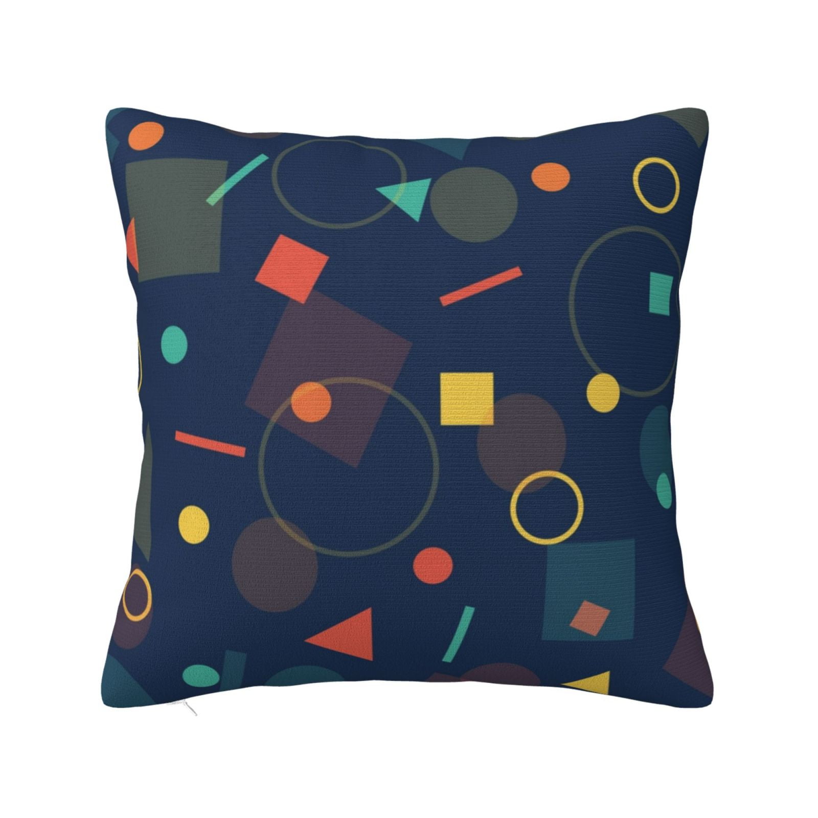 LNWH Decorative Pillow Covers, Blue Retro Colorful Geometric Square ...