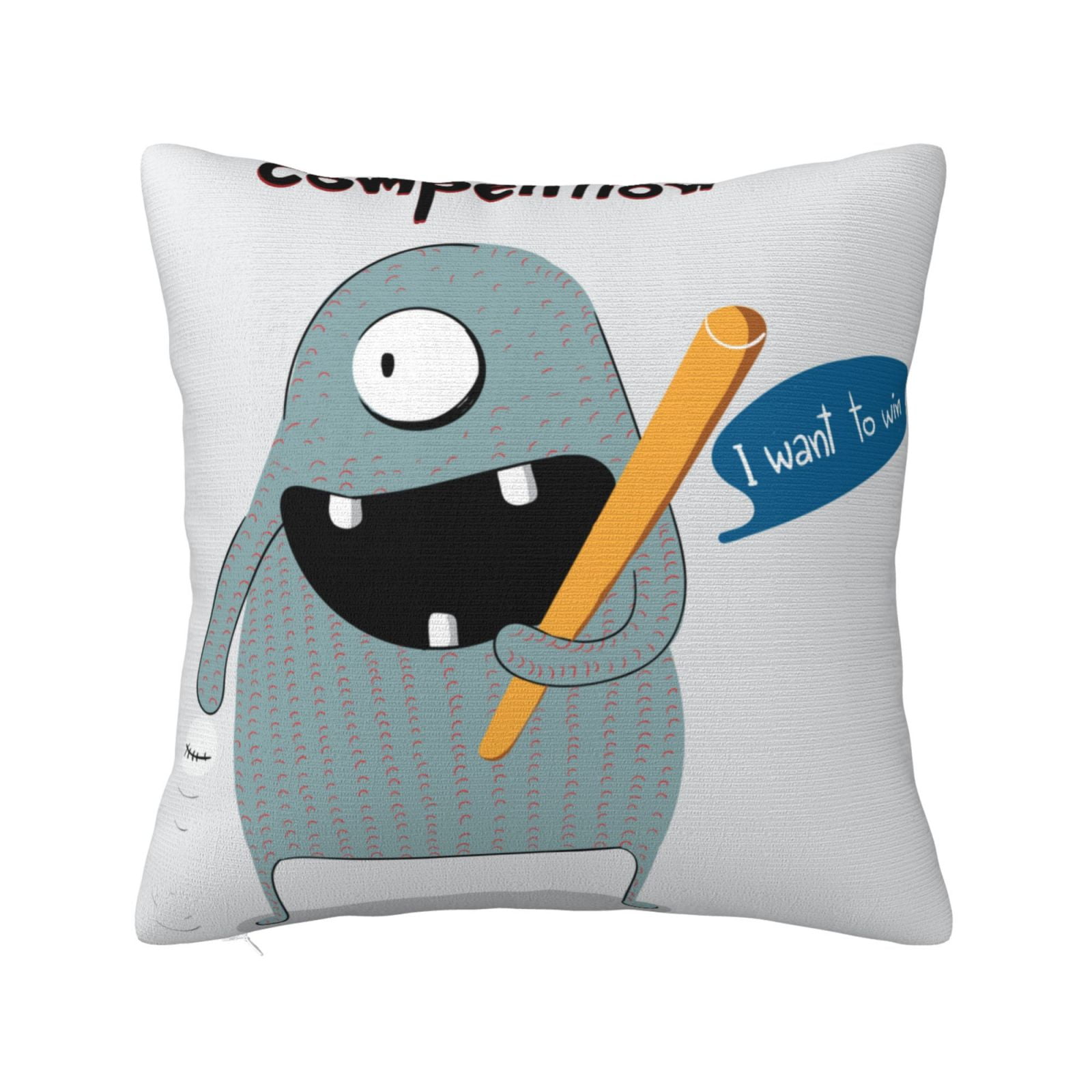 LNWH Decorative Pillow Covers, Cartoon Devil Monster Square Sofa ...