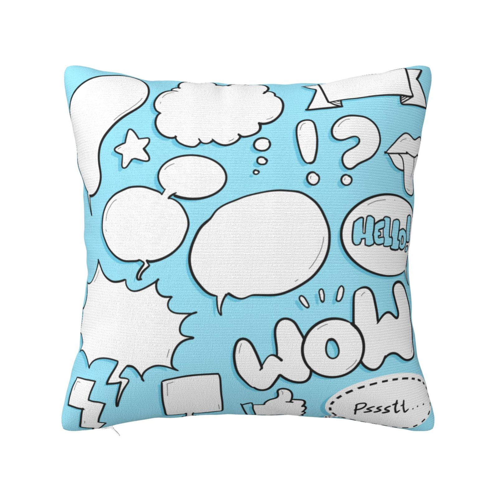 LNWH Decorative Pillow Covers, Cartoon Speech Bubble Doodle Square Sofa ...