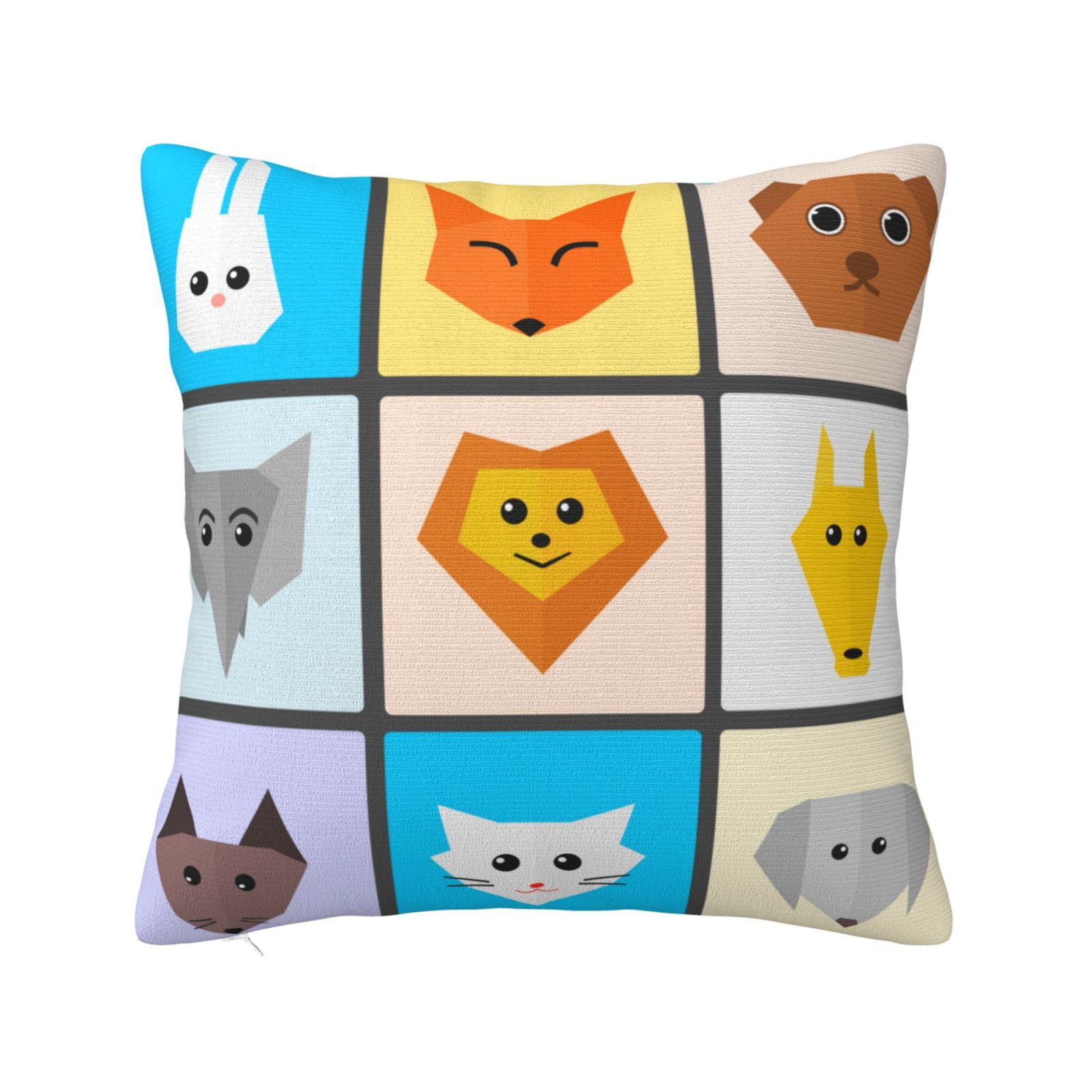 LNWH Decorative Pillow Covers, Cute Animals Square Sofa Decorative Knit ...