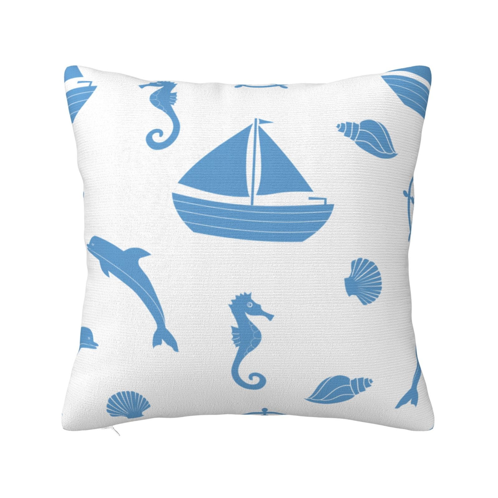 LNWH Decorative Pillow Covers, Dolphin Shell Seahorse Square Sofa ...