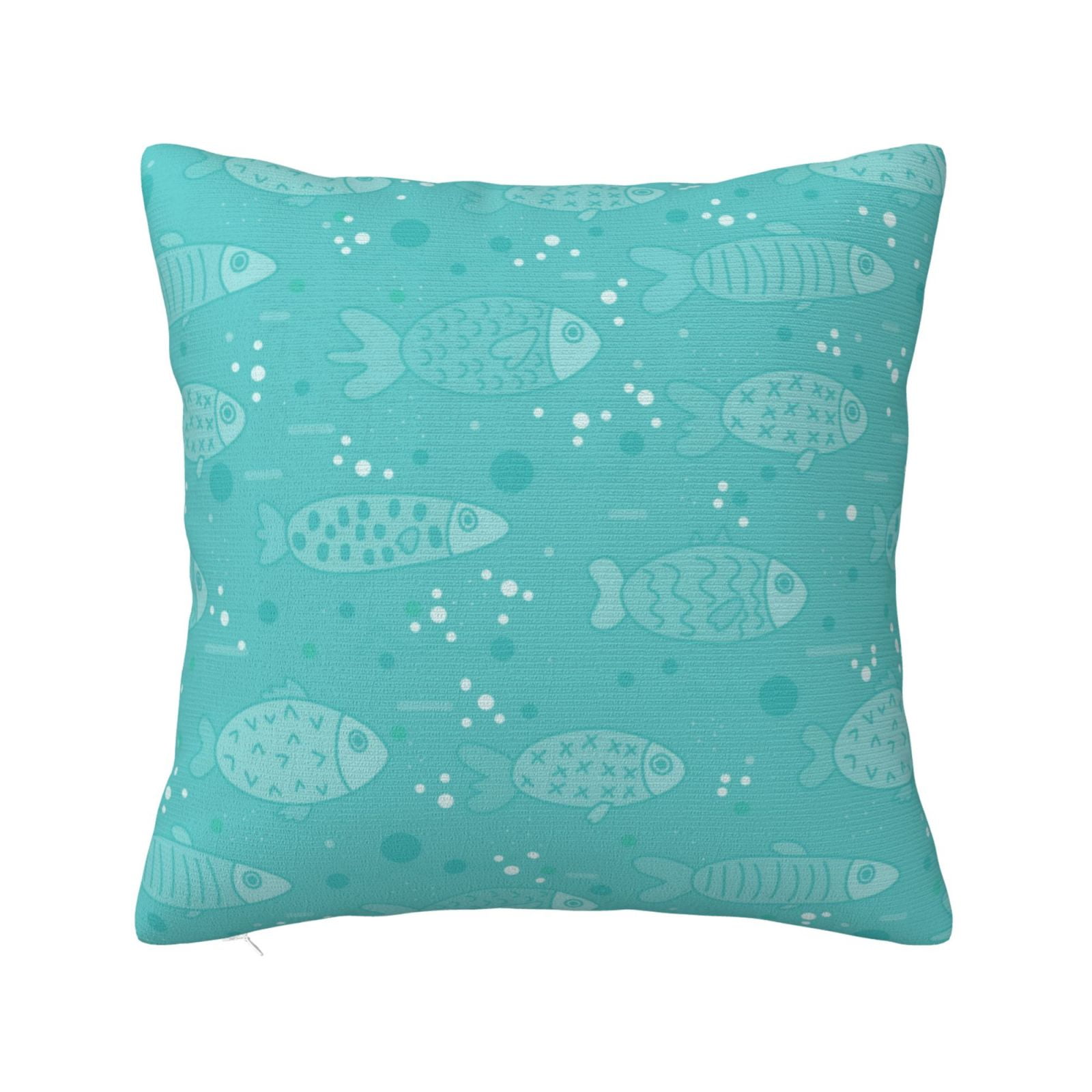 LNWH Decorative Pillow Covers, Green Fish Ocean Square Sofa Decorative ...