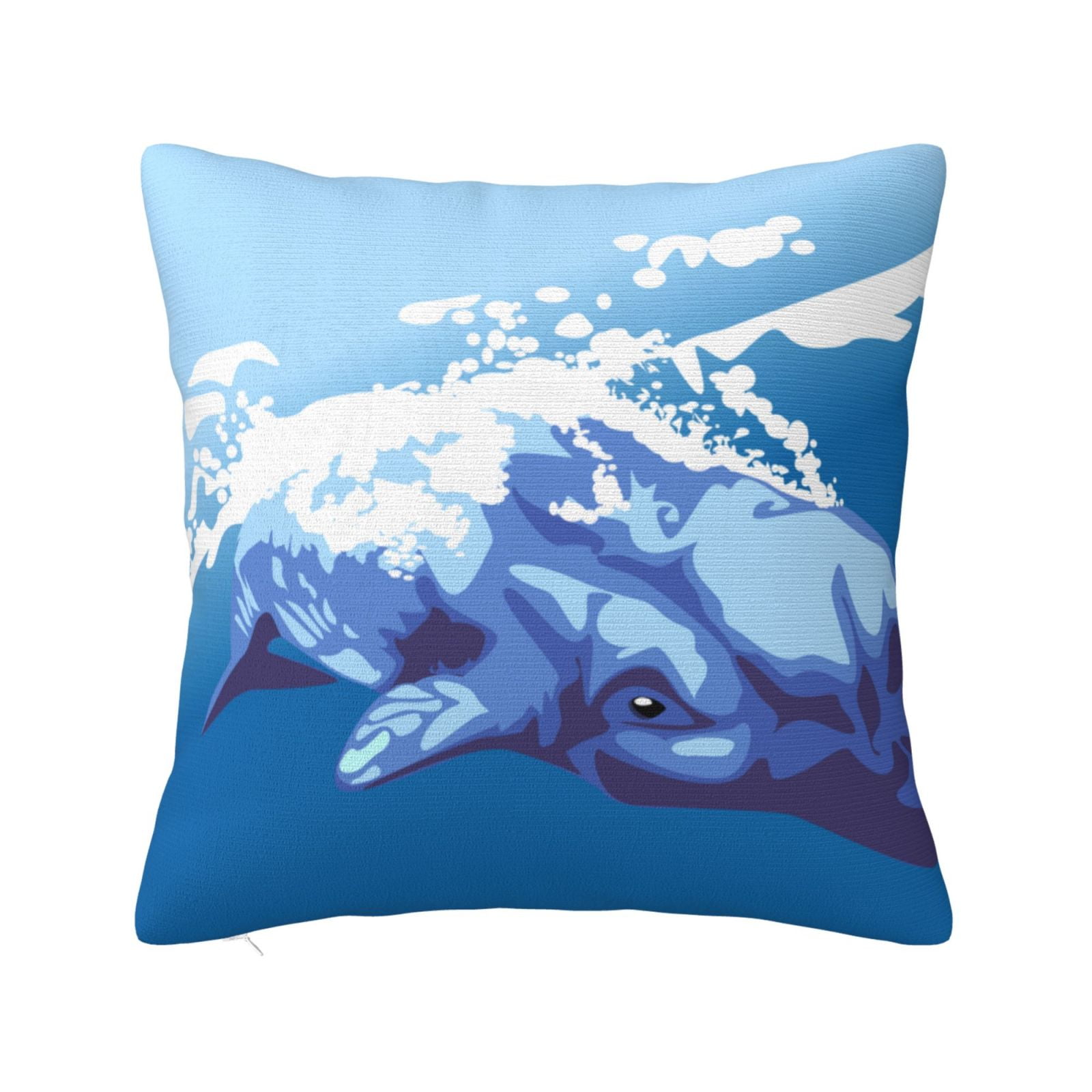 LNWH Decorative Pillow Covers, Ocean Blue Whale Square Sofa Decorative ...