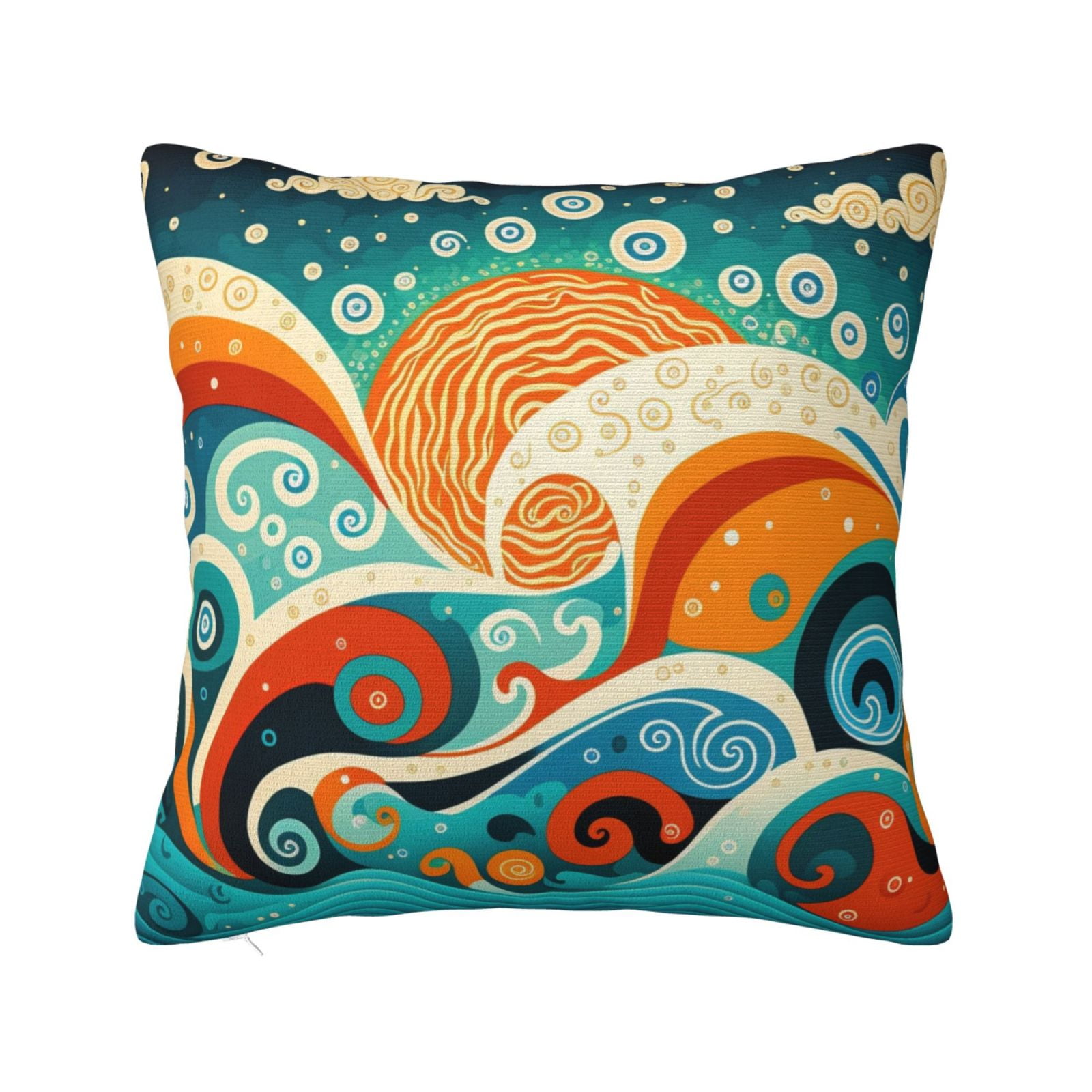 LNWH Decorative Pillow Covers, Ocean Sea Waves Square Sofa Decorative ...