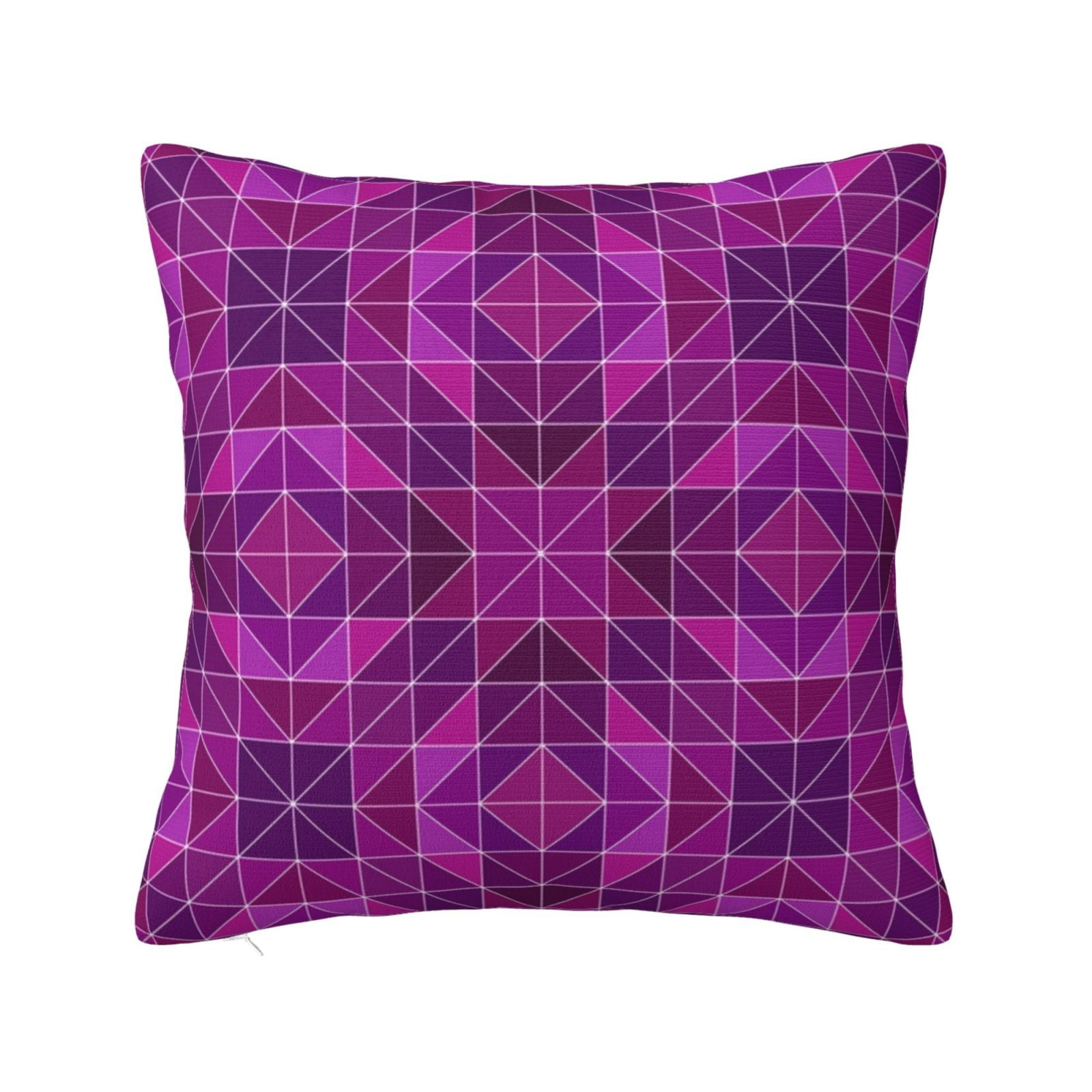 LNWH Decorative Pillow Covers, Purple Triangle Mosaic Square Sofa ...
