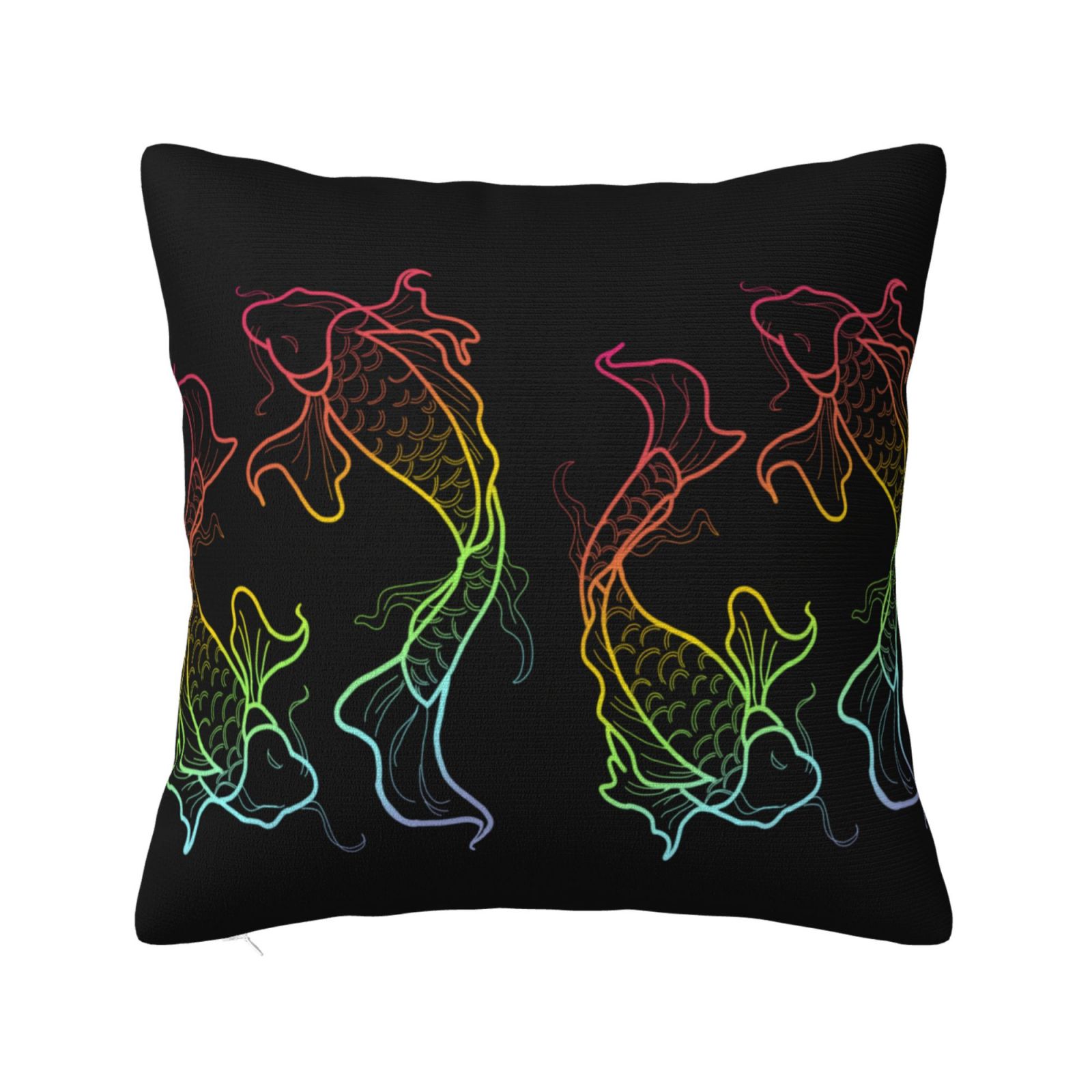 LNWH Decorative Pillow Covers, Rainbow Koi Fish Square Sofa Decorative ...