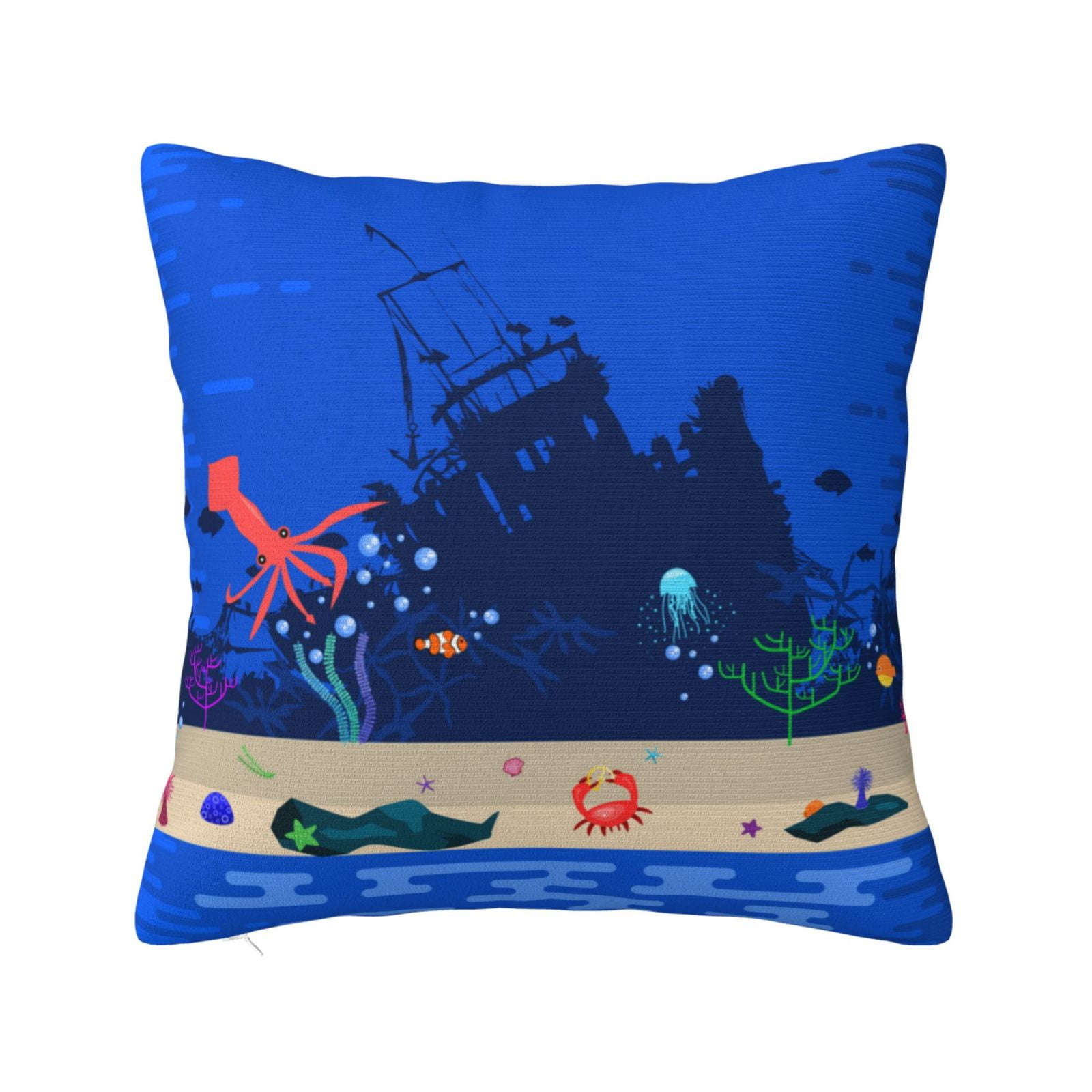 LNWH Decorative Pillow Covers, Underwater Ship Square Sofa Decorative ...