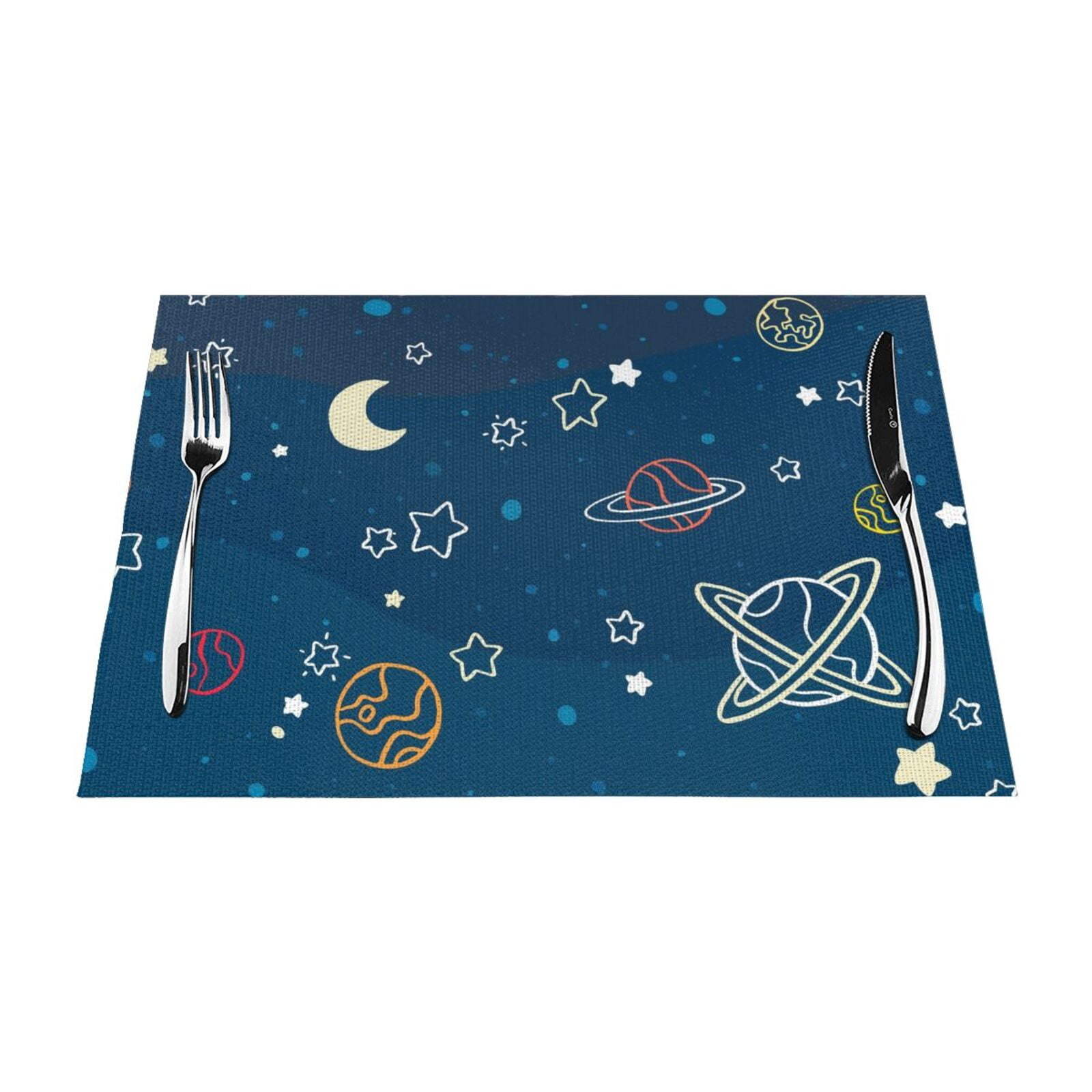 LNWH Doodles Handrawn Gallaxy Pattern Placemats, 4 PCS Heat Resistant ...