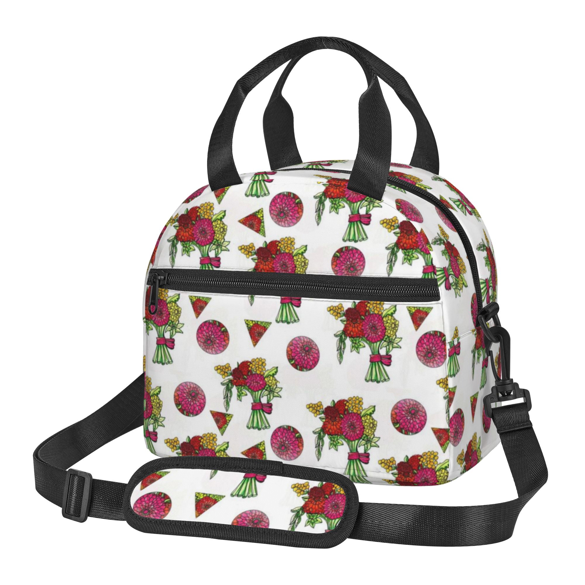 LNWH Flowers Flora Pattern Lunch Bag, Reusable High Capacity Lunch Box ...