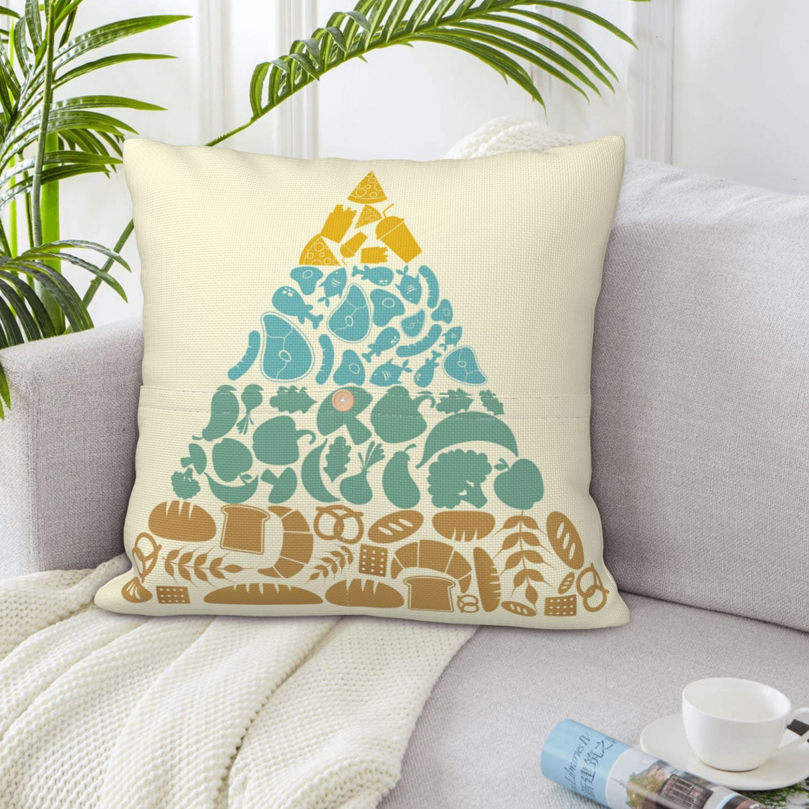 LNWH Food Pyramid Throw Pillow Covers, Square Soft Linen Decorative ...