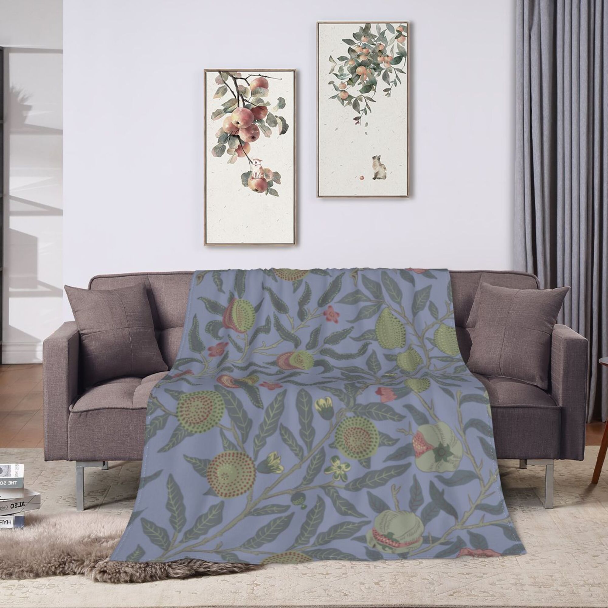 LNWH Fruit Plant Purple Print Art Pattern Throw Blanket, Fluffy Soft ...