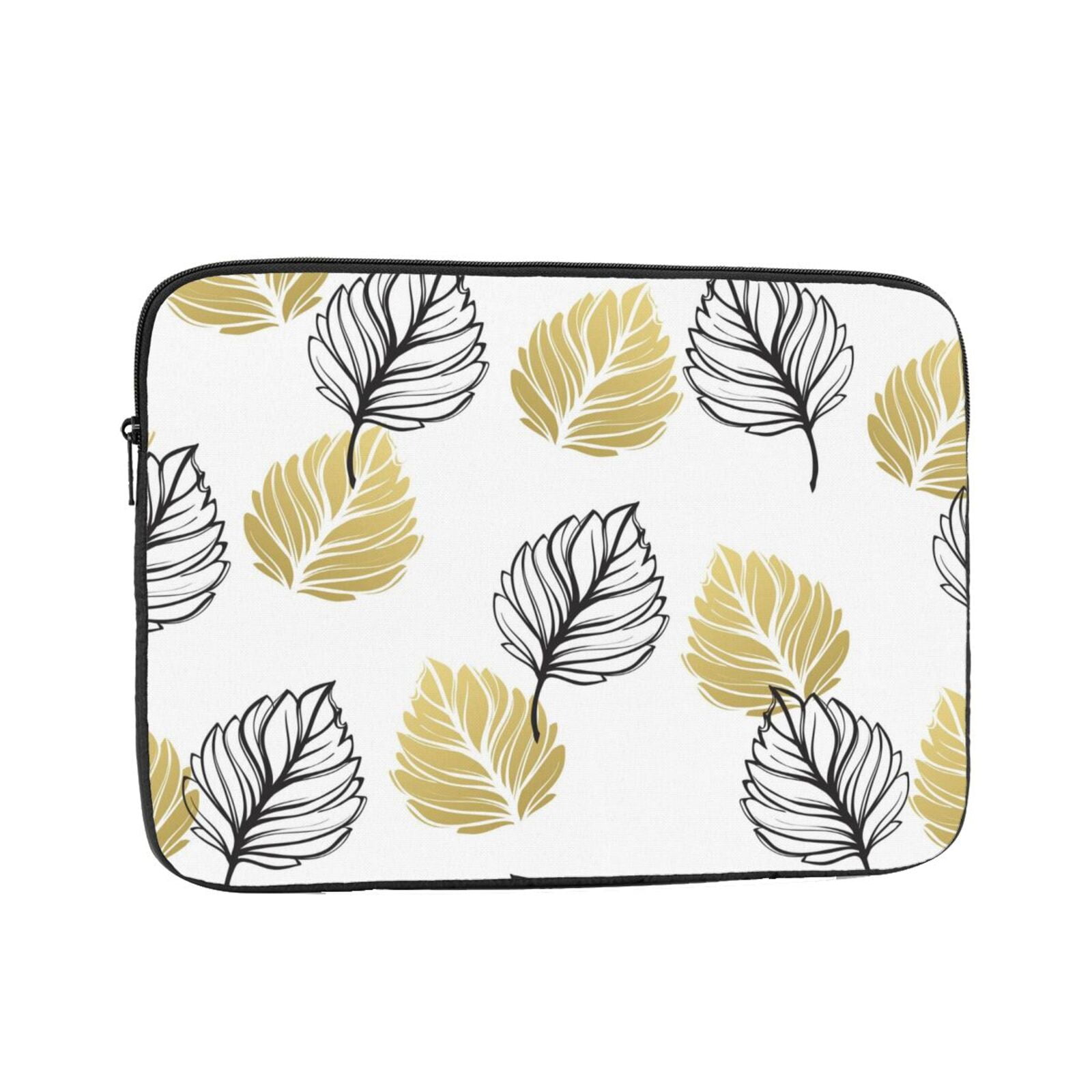 LNWH Gold Autumn Floral Glitter Leaf Pattern Laptop Sleeve, Notebook ...