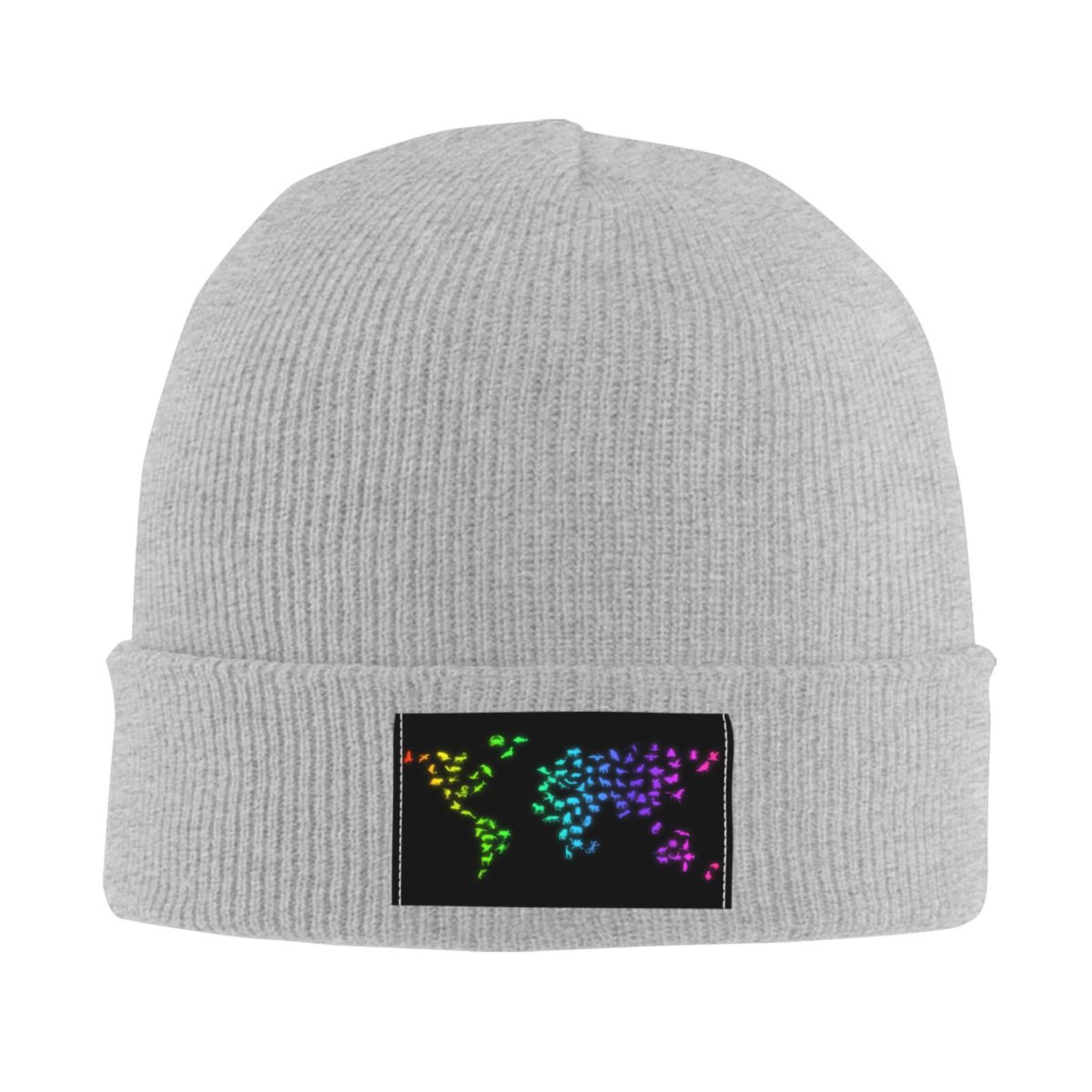 LNWH Knitted Acrylic Hat, Animal Map Neon Pattern Winter Beanie Hat for ...