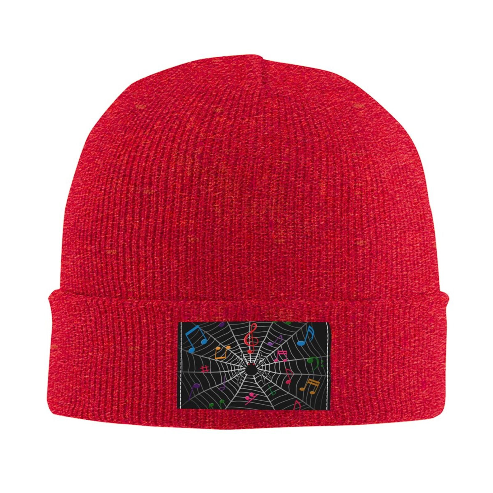 LNWH Knitted Acrylic Hat, Cartoon Spider Web Music Notes Pattern Winter ...