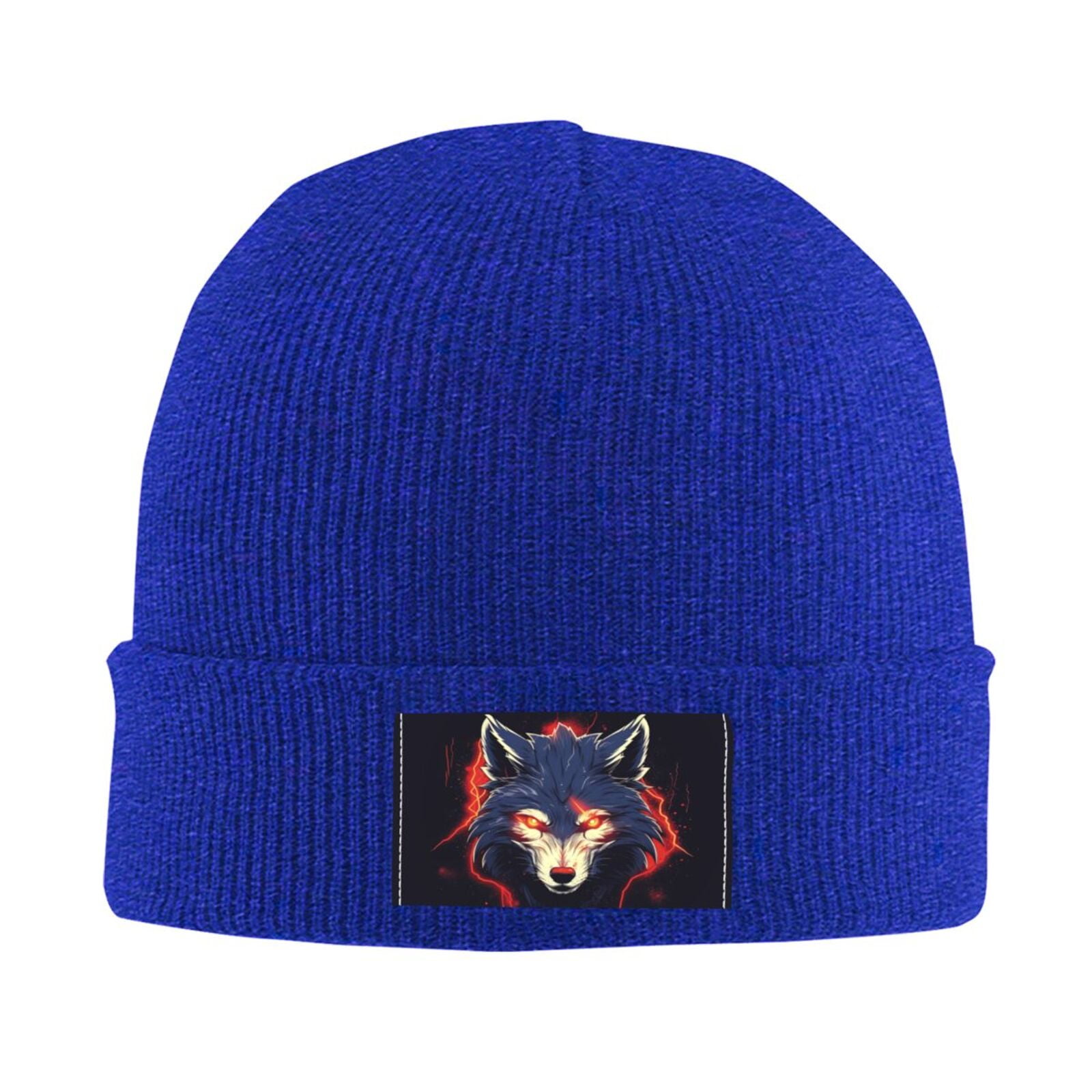 LNWH Knitted Acrylic Hat, Cartoon Wolf Ferocious Pattern Winter Beanie ...