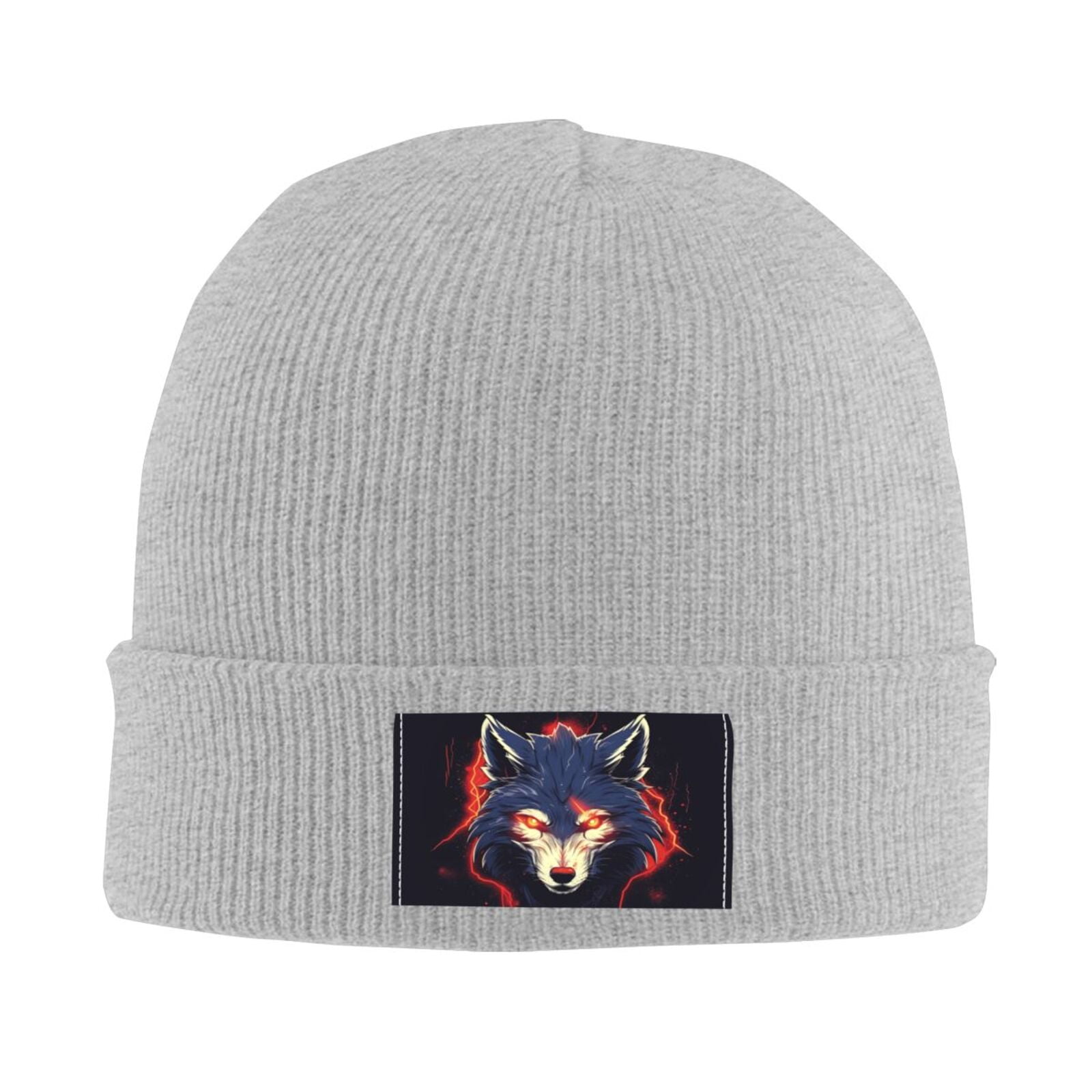 LNWH Knitted Acrylic Hat, Cartoon Wolf Ferocious Pattern Winter Beanie ...