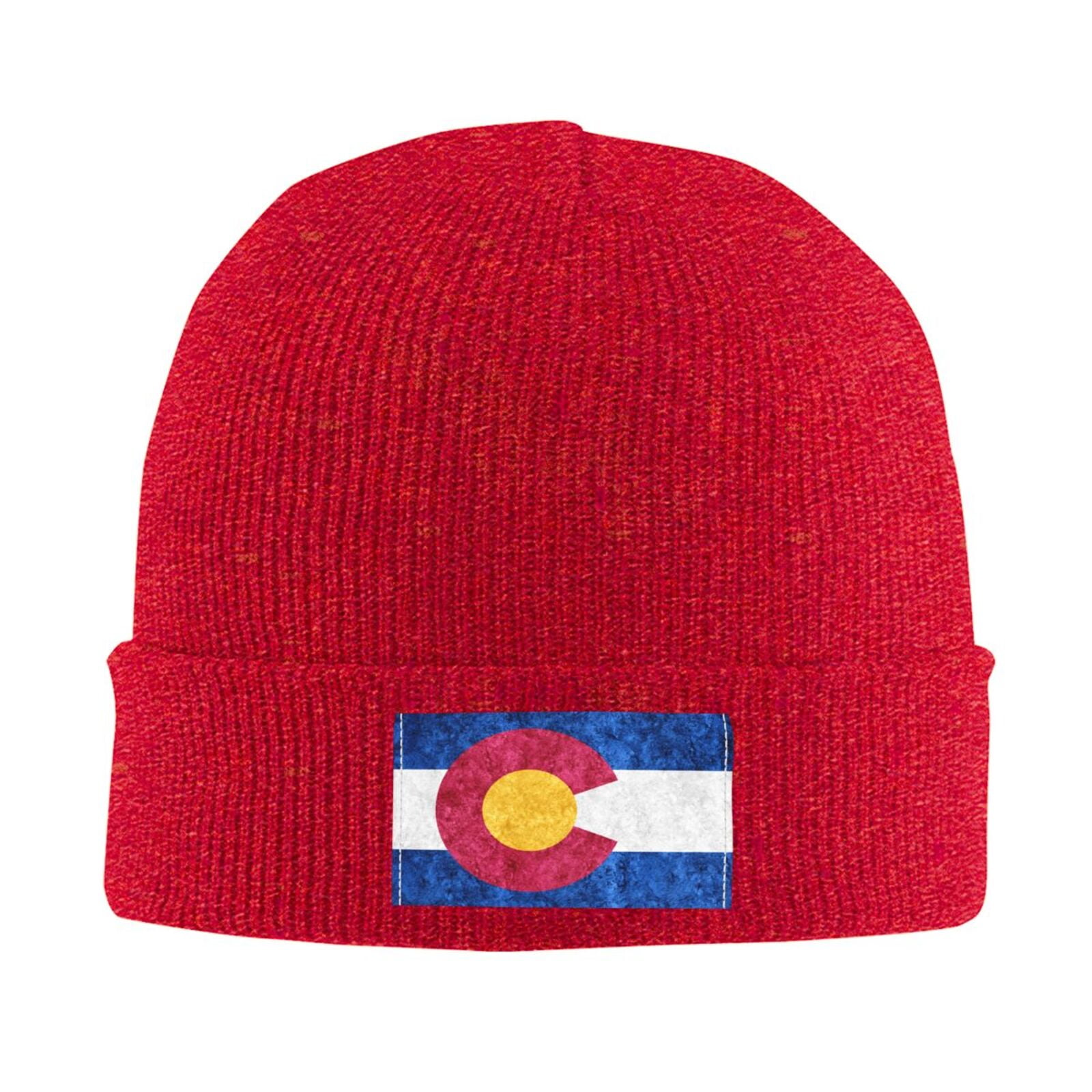 LNWH Knitted Acrylic Hat, Colorado State Flag Pattern Winter Beanie Hat ...
