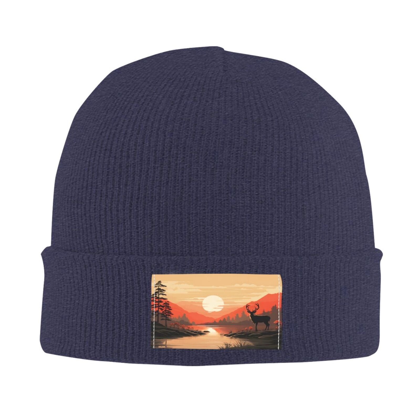 LNWH Knitted Acrylic Hat, Minimalism Art Sunset Nature Pattern Winter ...