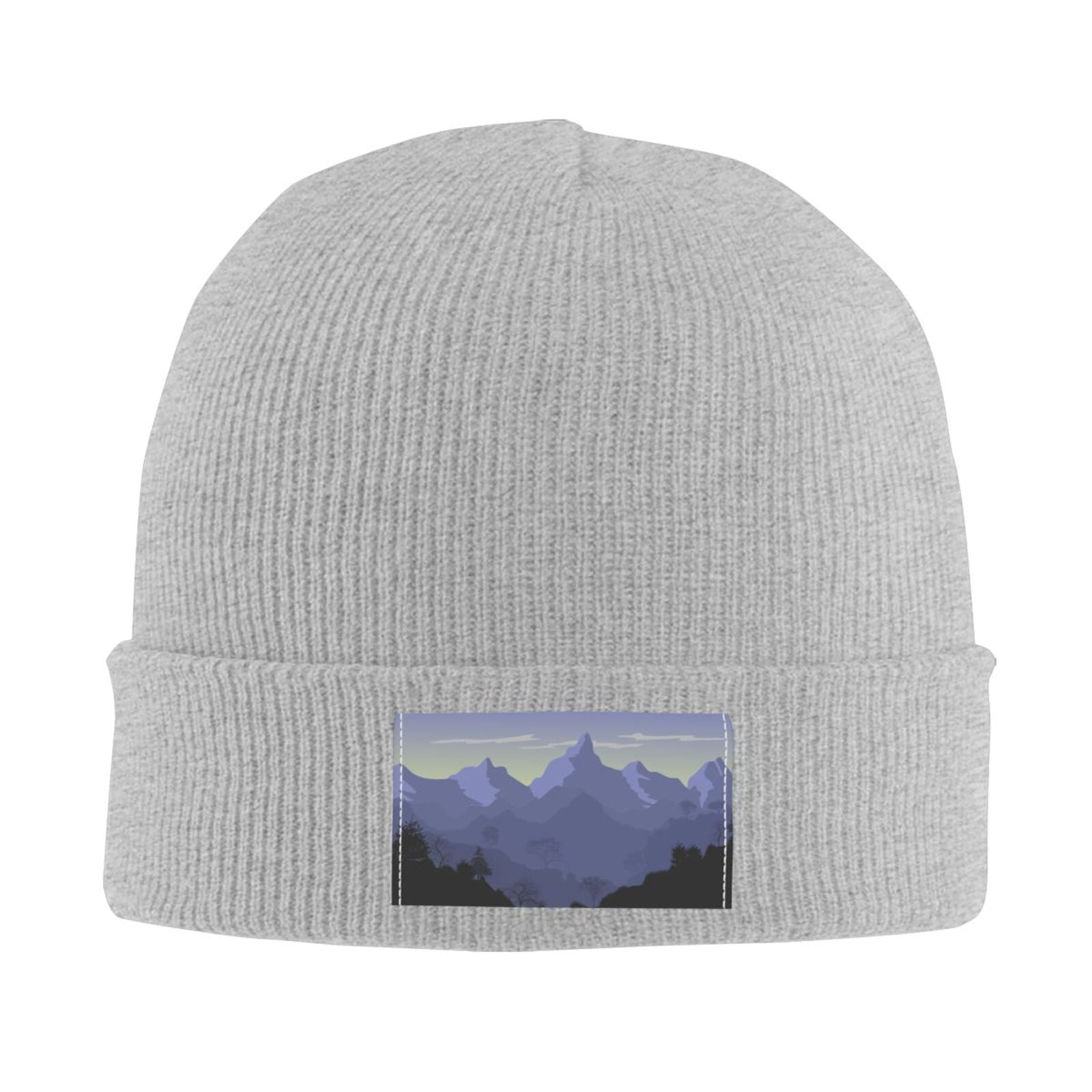 LNWH Knitted Acrylic Hat, Nature Dusk Landscape Pattern Winter Beanie ...
