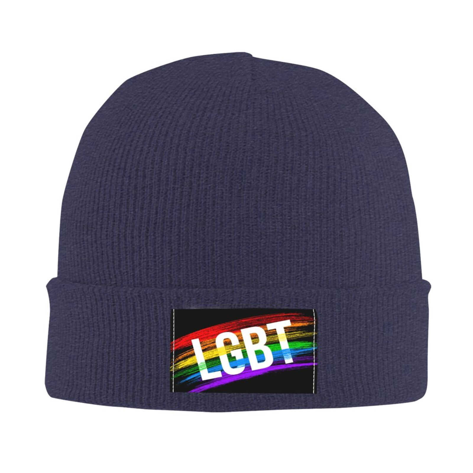 LNWH Knitted Acrylic Hat, Rainbow LGBT Lesbian Flag Pattern Winter ...