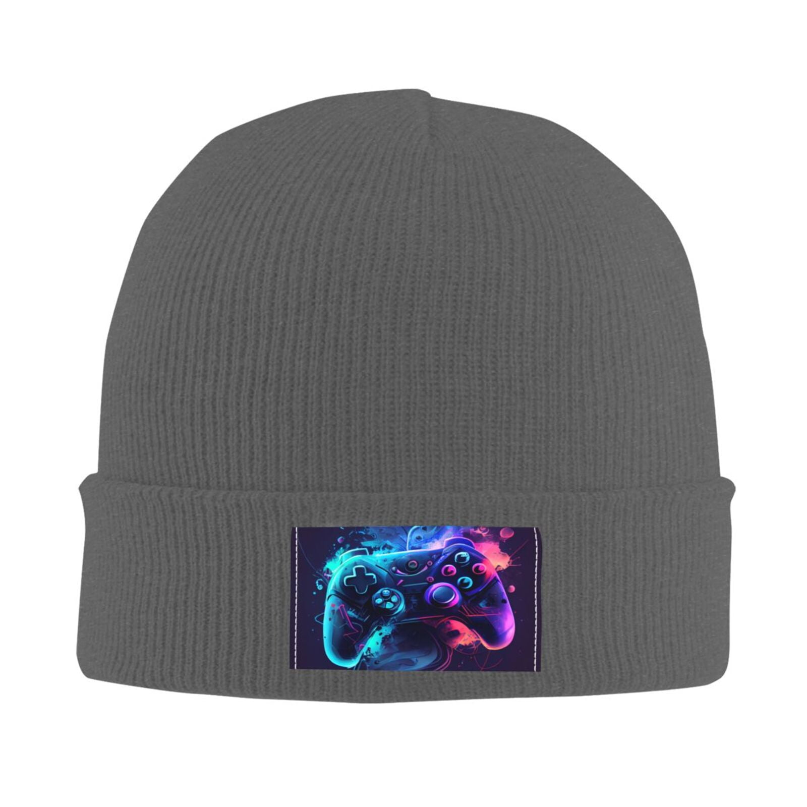 LNWH Knitted Acrylic Hat, Vector Gamepad Joystick Pattern Winter Beanie ...