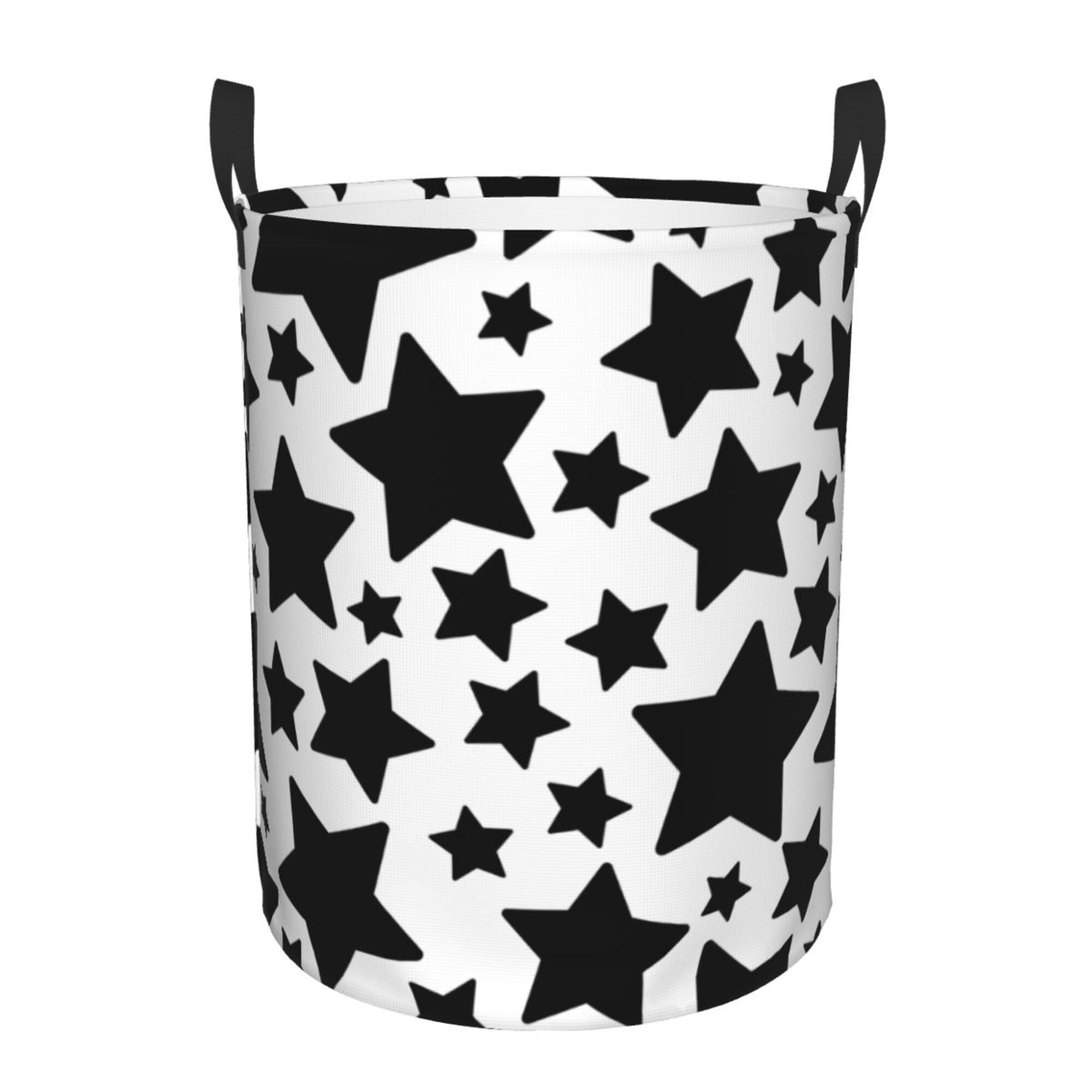 LNWH Laundry Basket, Black Abstract Star Doodle Pattern Foldable ...